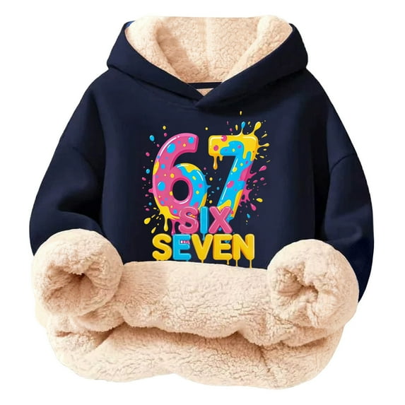 Girls Hoodie Lined Pullover Warm Winter Kids Sweatshirt With Cute Print ...
