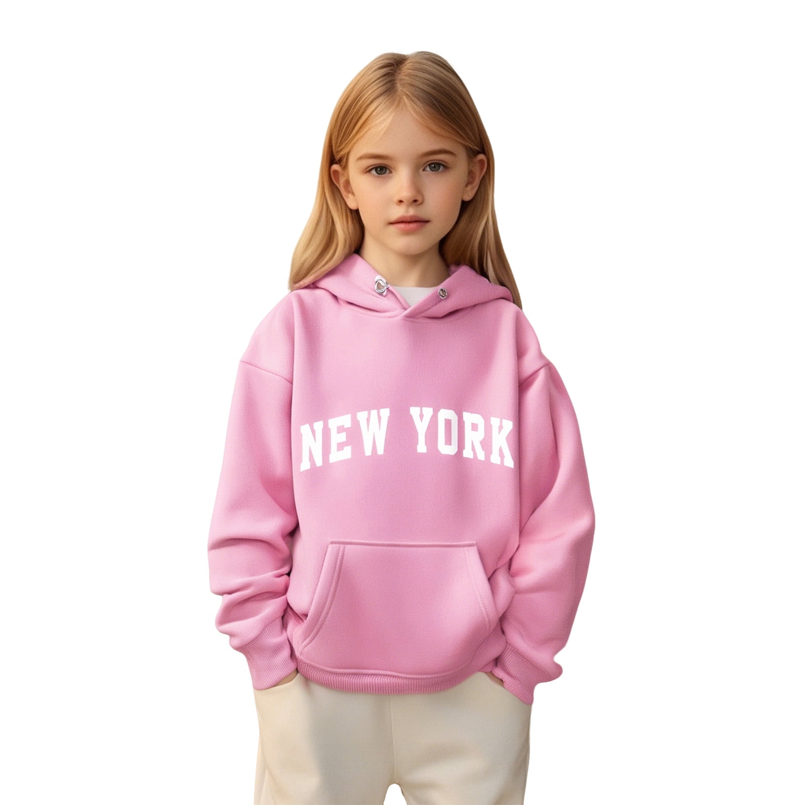 Girls Hoodie New York City Letter Print Hoodie Long Sleeve Pullover ...