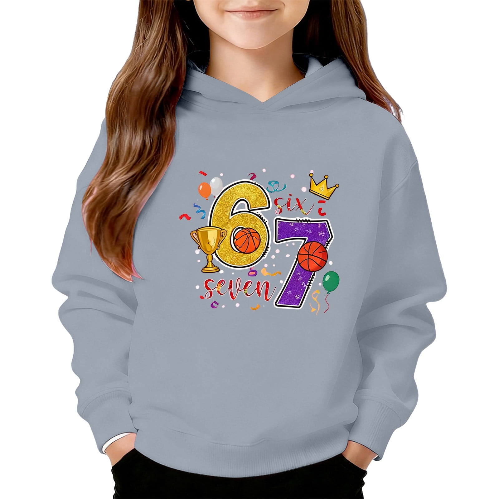 Girls Hoodies Kids Unisex "67" Graphic Print Sweatshirts Clothes ...