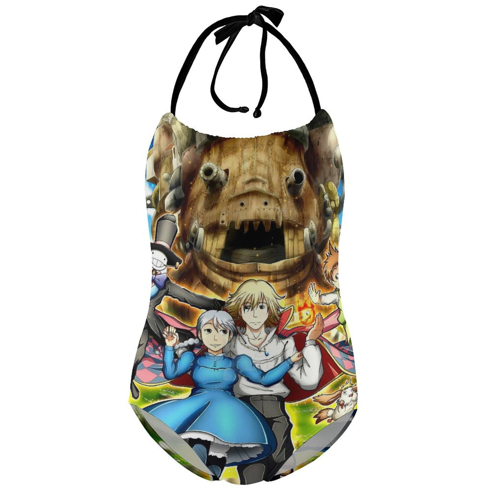 Girls Howls Moving Castl Bathing Suit One Piece Halter Neck Strap ...