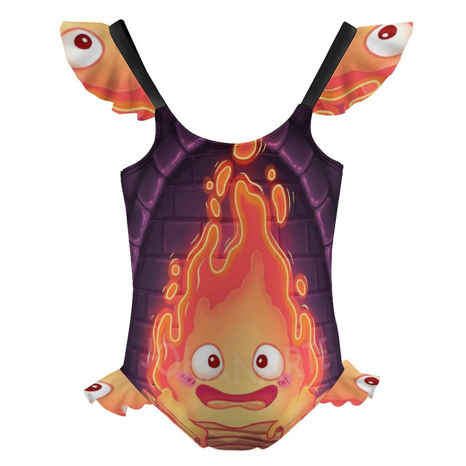 Girls Howls Moving Castl One Piece Swimsuit Kids Cute Ruffle Bathing ...