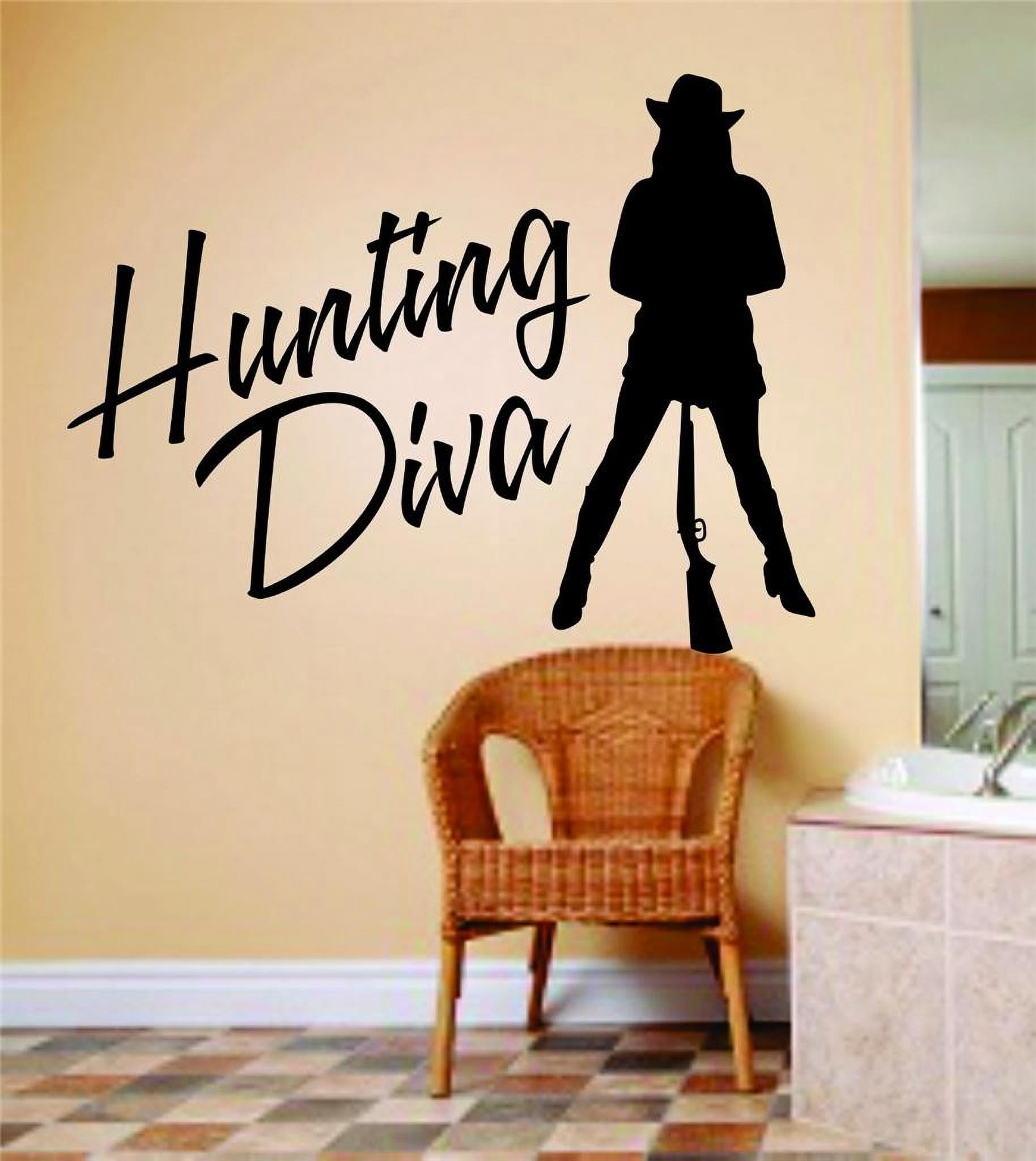 Girls Hunt Vinyl Wall Decal - Hunting Diva Letters With Deer Buck Image ...