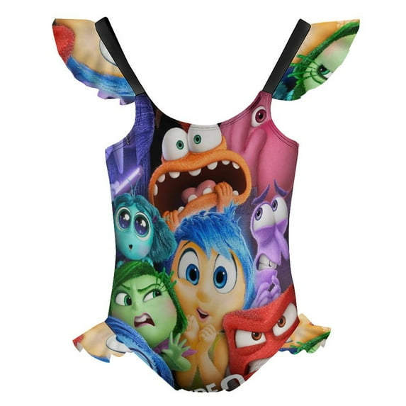 Girls Inside O-u One Piece Swimsuit Kids Cute Ruffle Bathing Suit ...