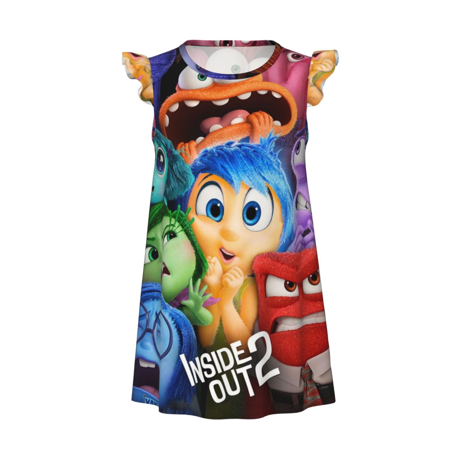 Girls Inside Out Princess Costume Gown Dress Flutter Sleeve Cartoon ...