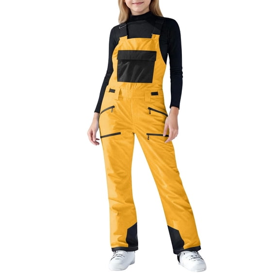 Girls Insulated Bib Overalls, Waterproof Windproof Winter Ski Pants for ...