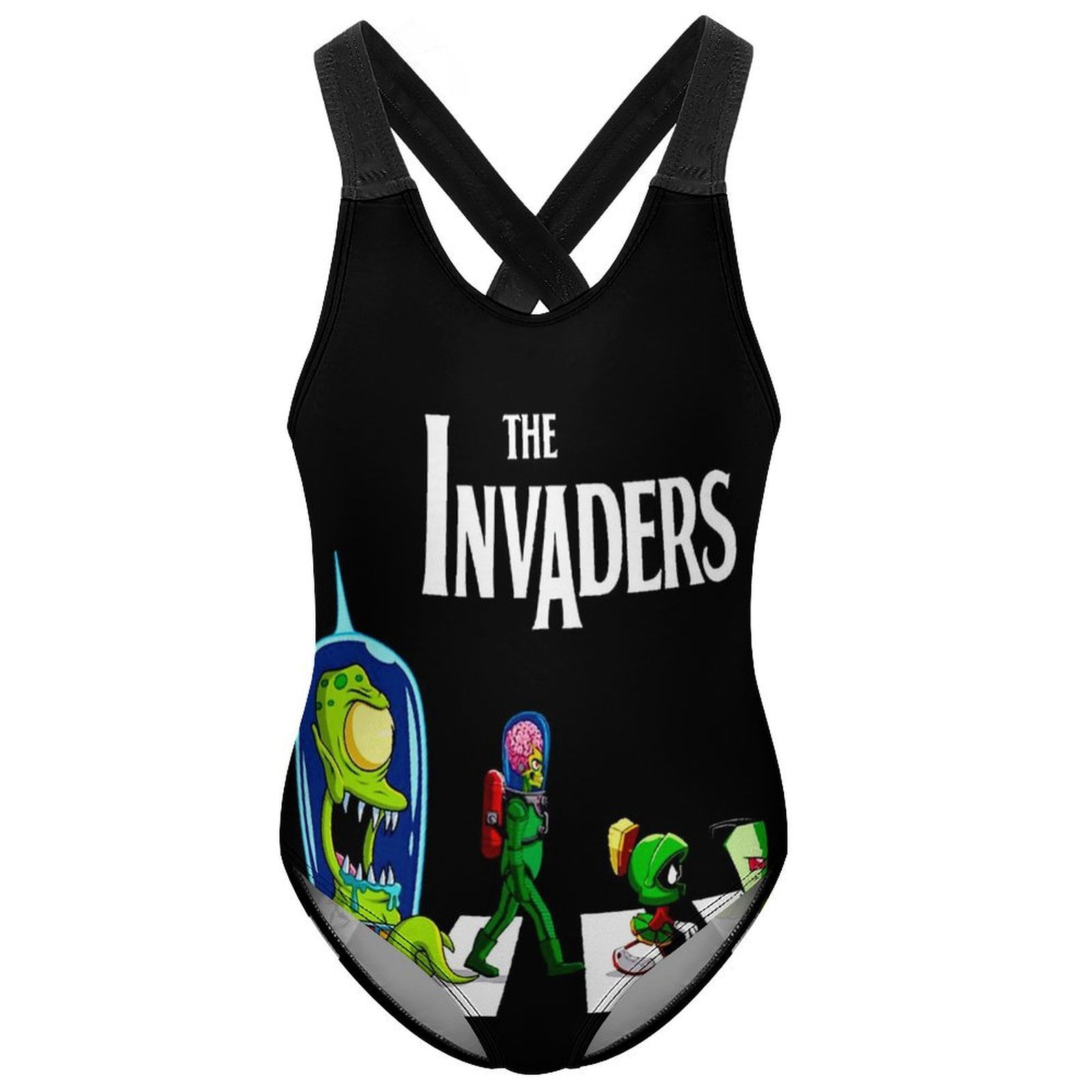 Girls Inva-der Monster Z1m Gir One Piece Swimsuits Quick Dry Swimwear ...