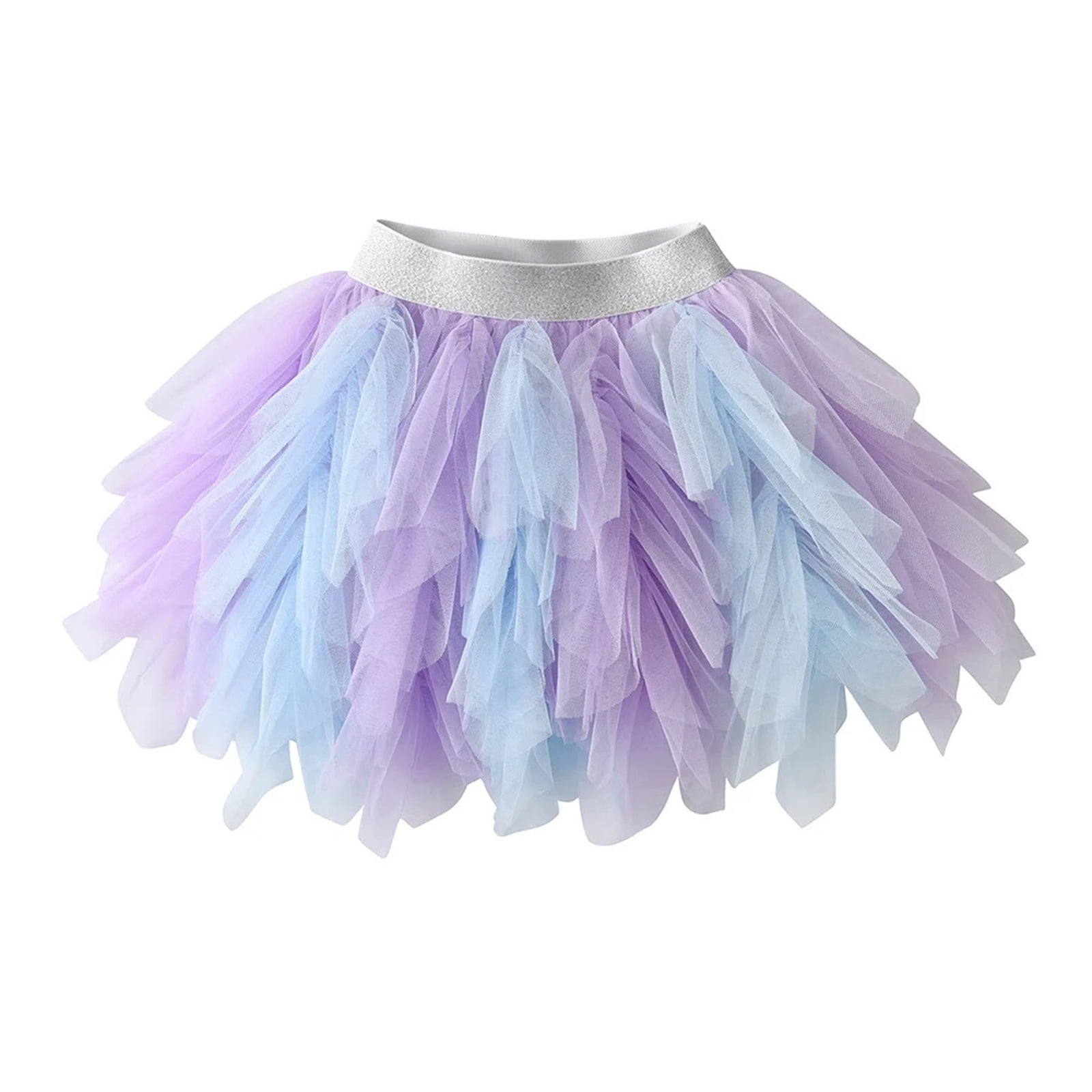 Girls Irregular Skirts Mesh Layered Tulle Tutu Princess Mini Skirt ...