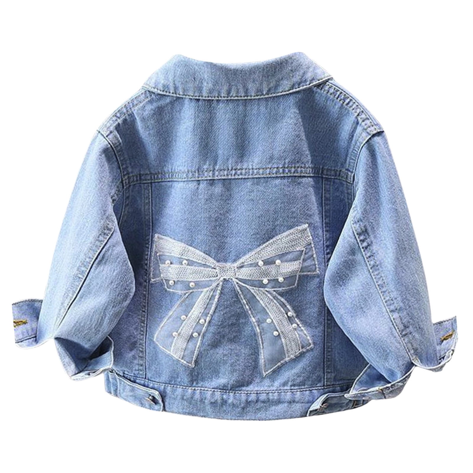 Girls Jean Jacket Girls Bowboy Jeans Jacket Long Sleeve Cartoon Print ...