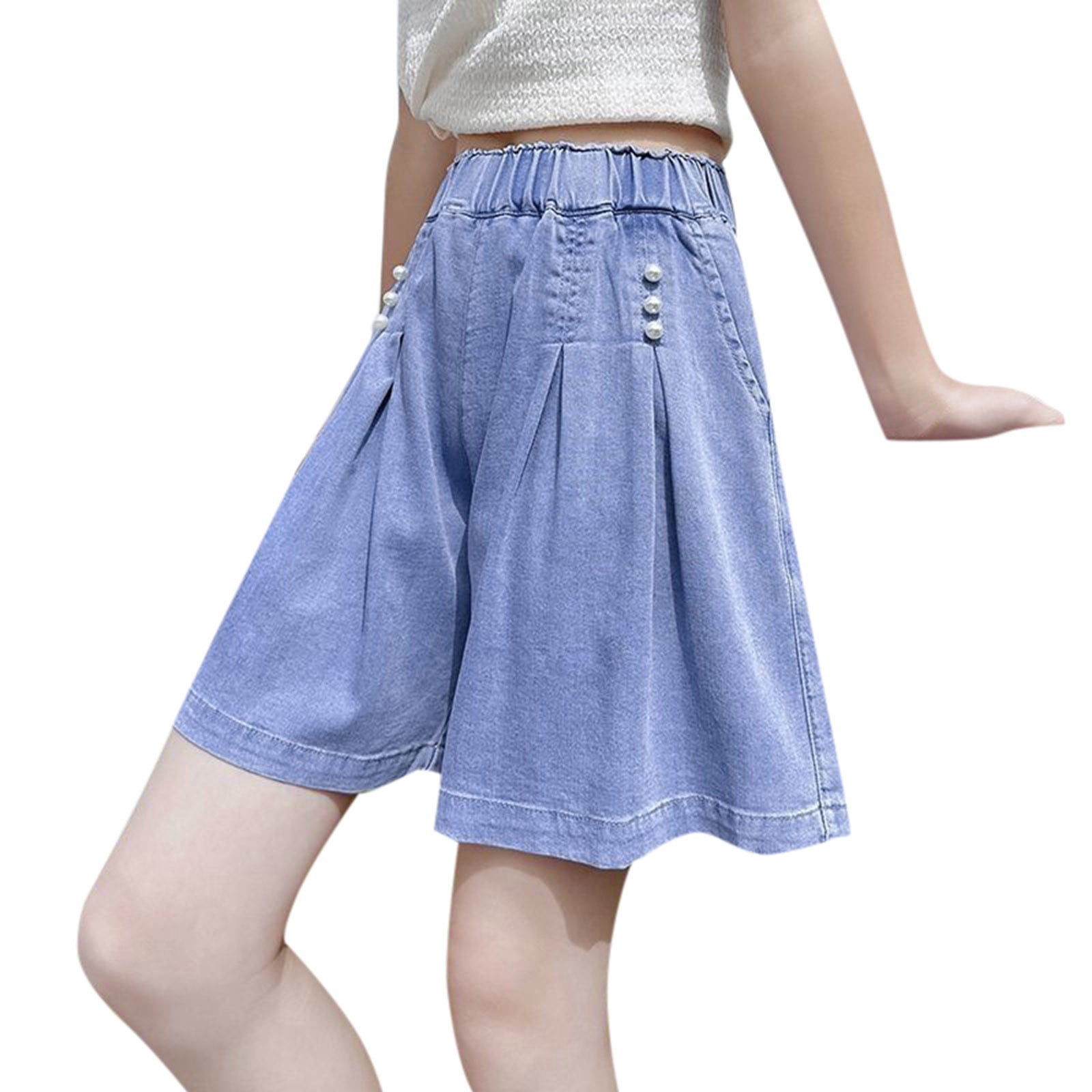 Girls Jean Shorts High Waist Straight Leg Causal Girls Summer Clothes ...
