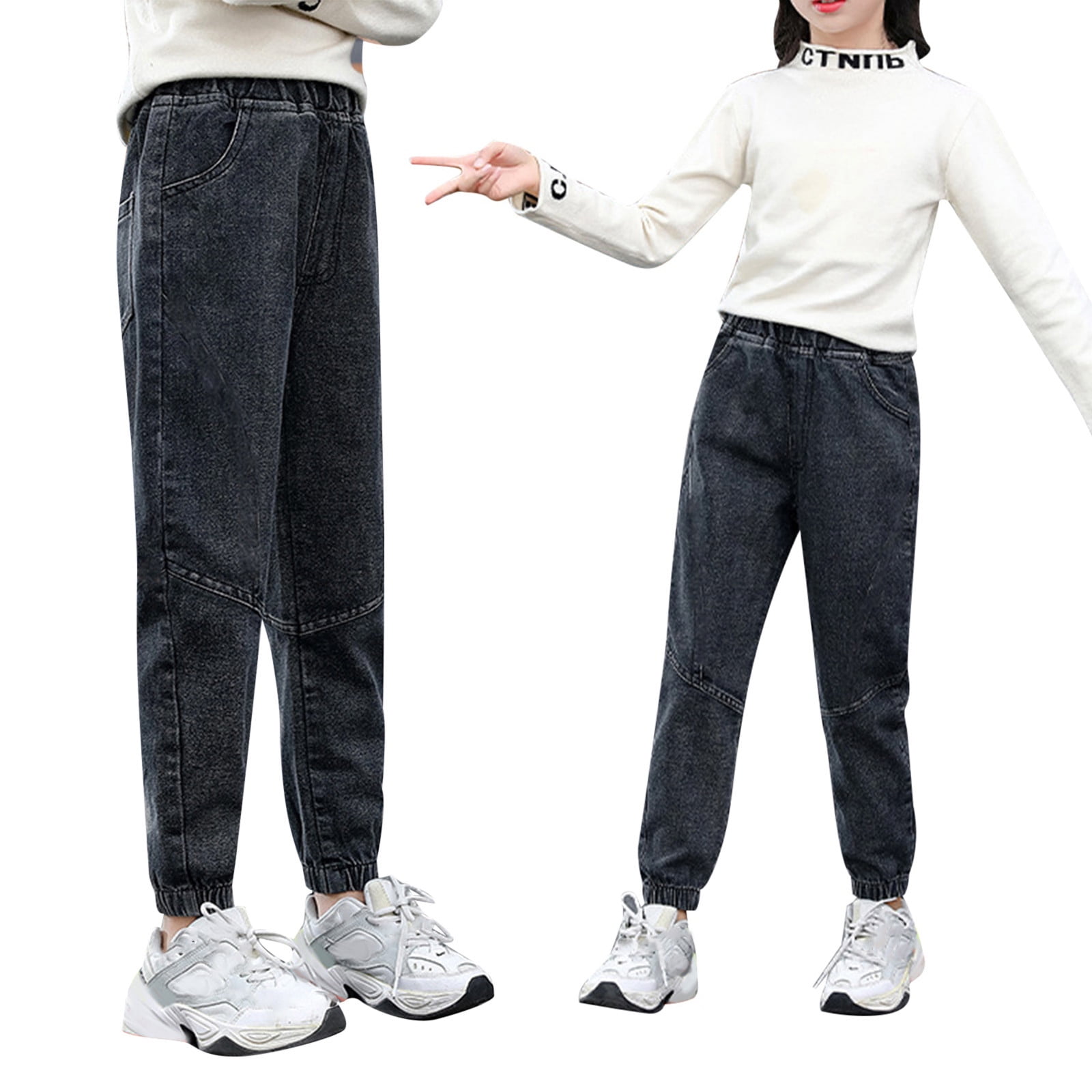 Girls' Jeans Baggy High Waist Pants Wide Leg for Teens Girls Pants Size ...