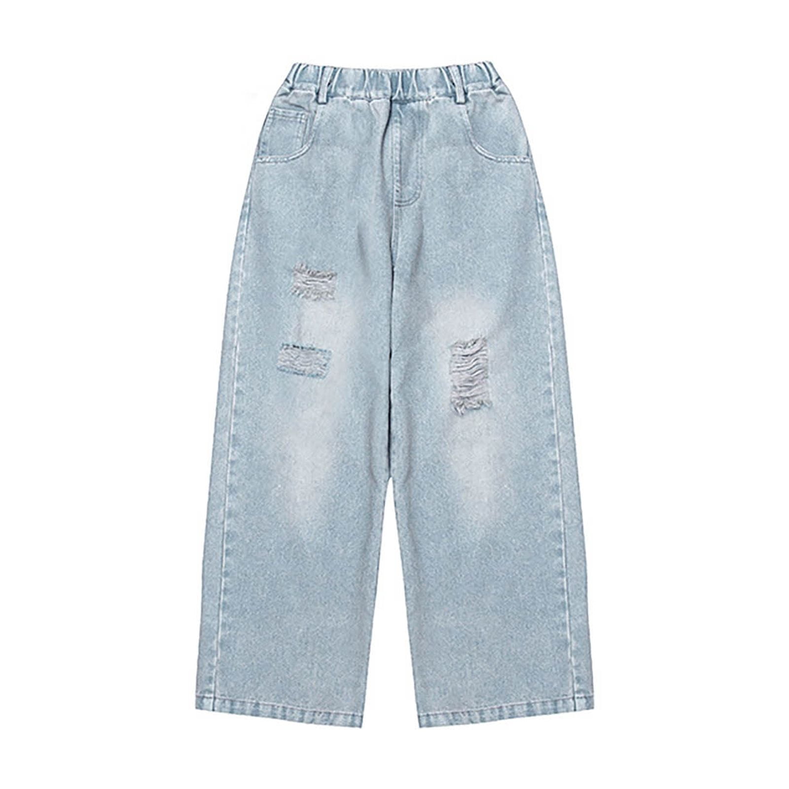 Girls Jeans Baggy Pants Wide Leg/Flare Denim Ripped Teen Clothes Tween ...