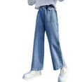 Girls Jeans Denim High Waisted Wide Leg Pants Kids Jeans Back To School ...