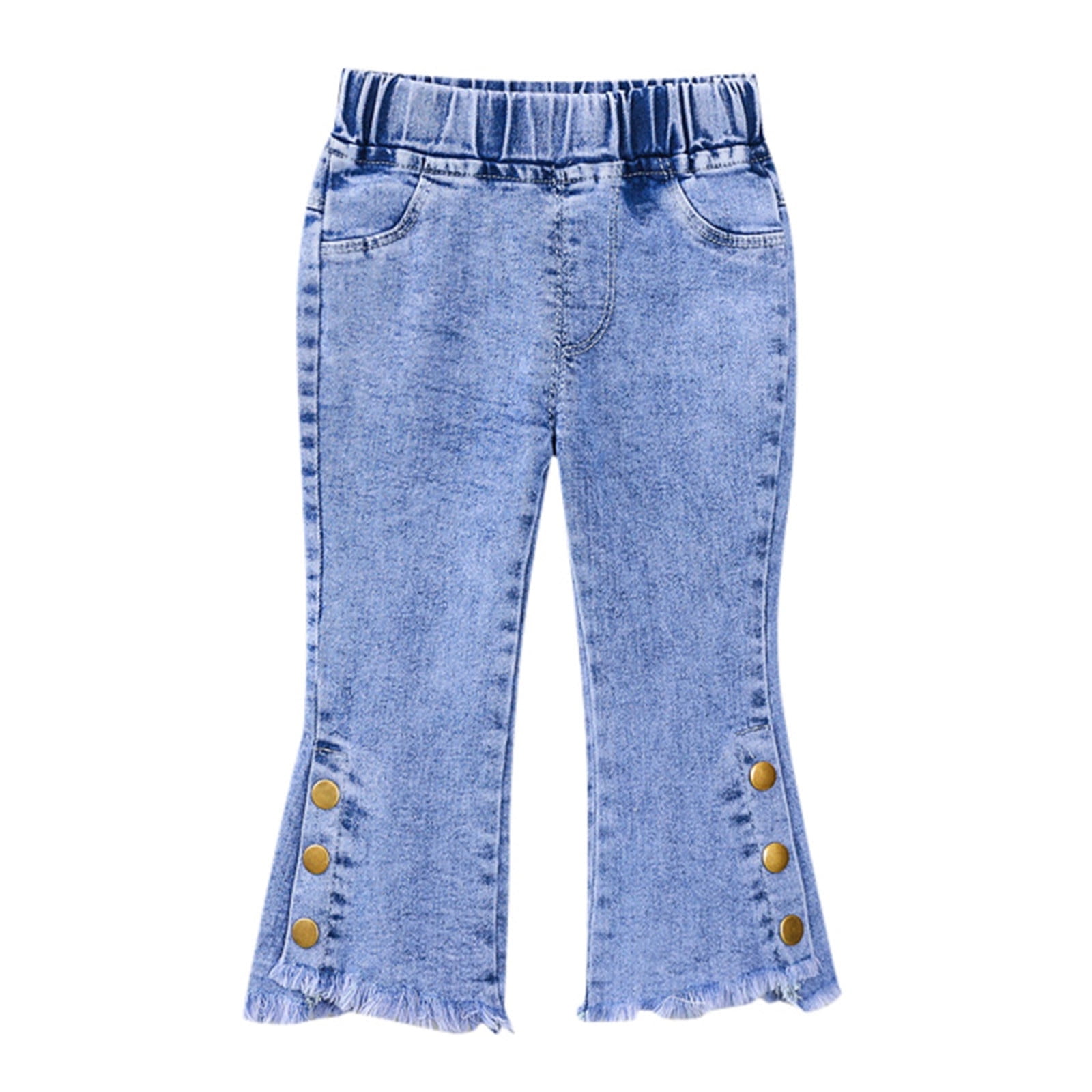 Girls Jeans Girls Bell Bottom Jeans Embroidered High Waist Wide Leg ...