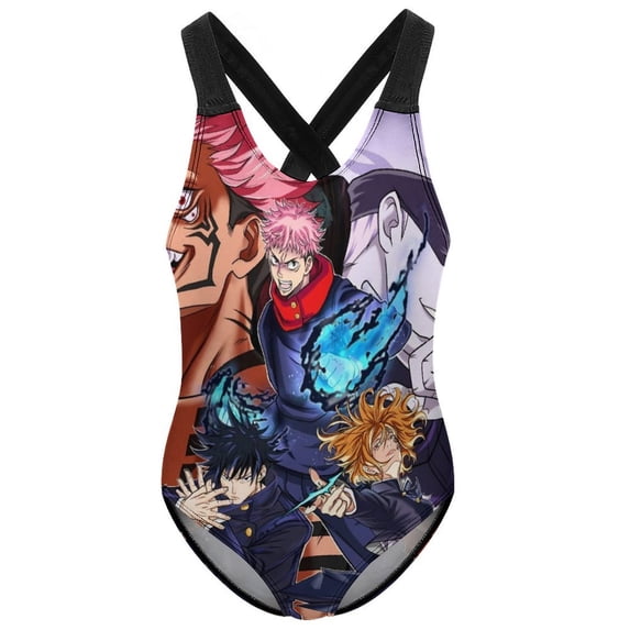 Girls Jujutsu Anime Kaisen One Piece Swimsuits Bathing Suits Cross Back ...
