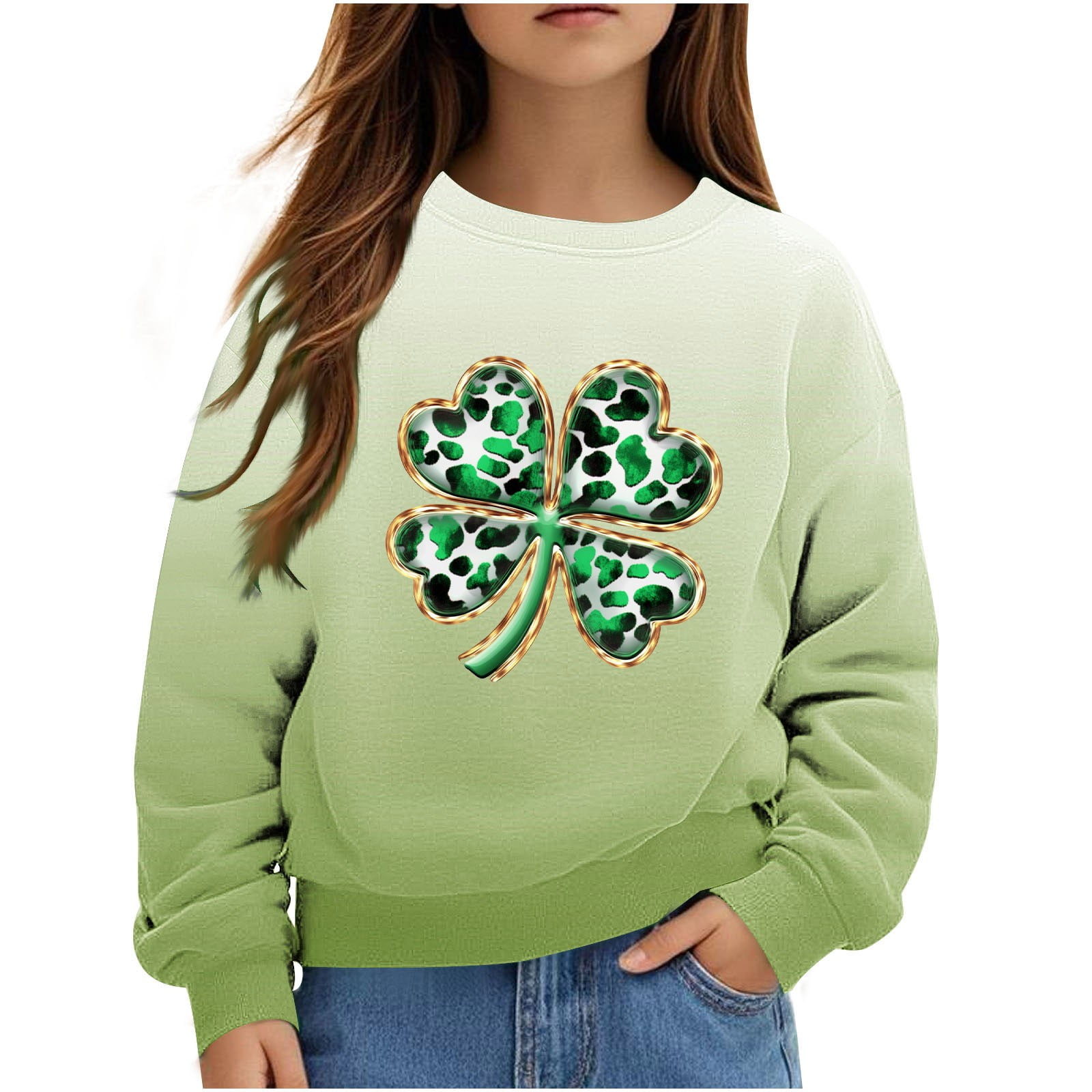 Girls Jumpers Cute Printed Long Sleeves Sweatshirts Casual Crew Neck ...