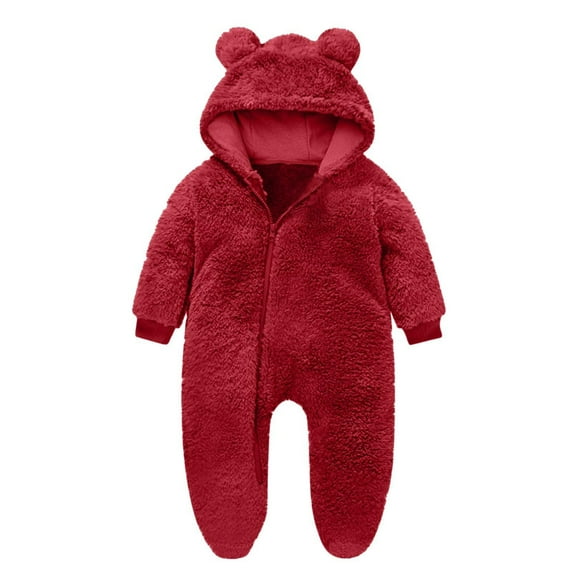 Girls Jumpsuit Romper Hooded Fleece Long Sleeve Outfit with Zipper ...