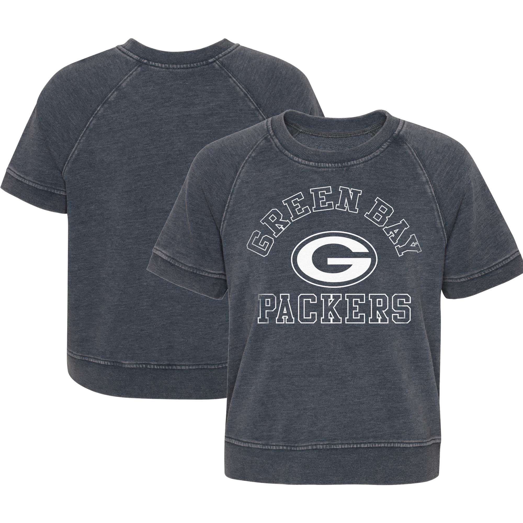 Girls Juniors Heather Charcoal Green Bay Packers Cheer Squad Raglan T ...