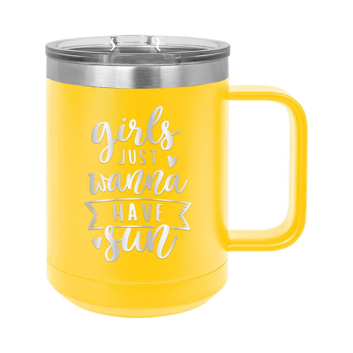 Girls Just Wanna Have Sun - Engraved Coffee Mug with Handle Cup Unique ...