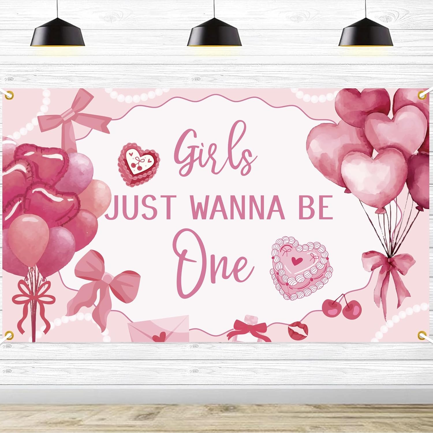 Girls Just Wanna Be One Backdrop Banner, Coquette 1st Birthday Party ...