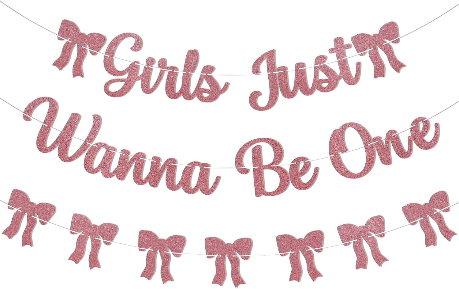 Girls Just Wanna Be One Banner - Girls 1st Birthday Decorations, Pink ...