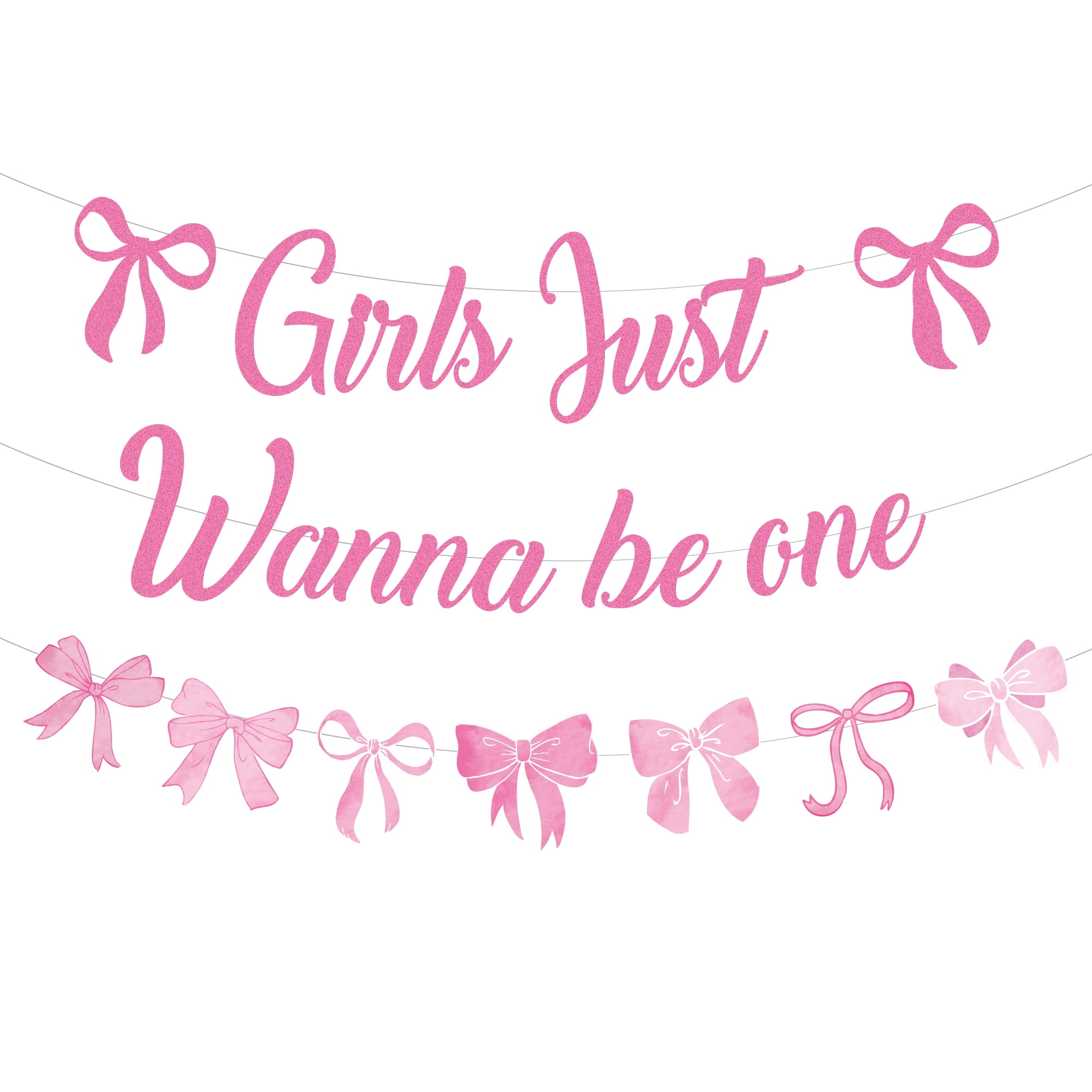 Girls Just Wanna Be One Birthday Banner Party Decorations, Pink Bow ...