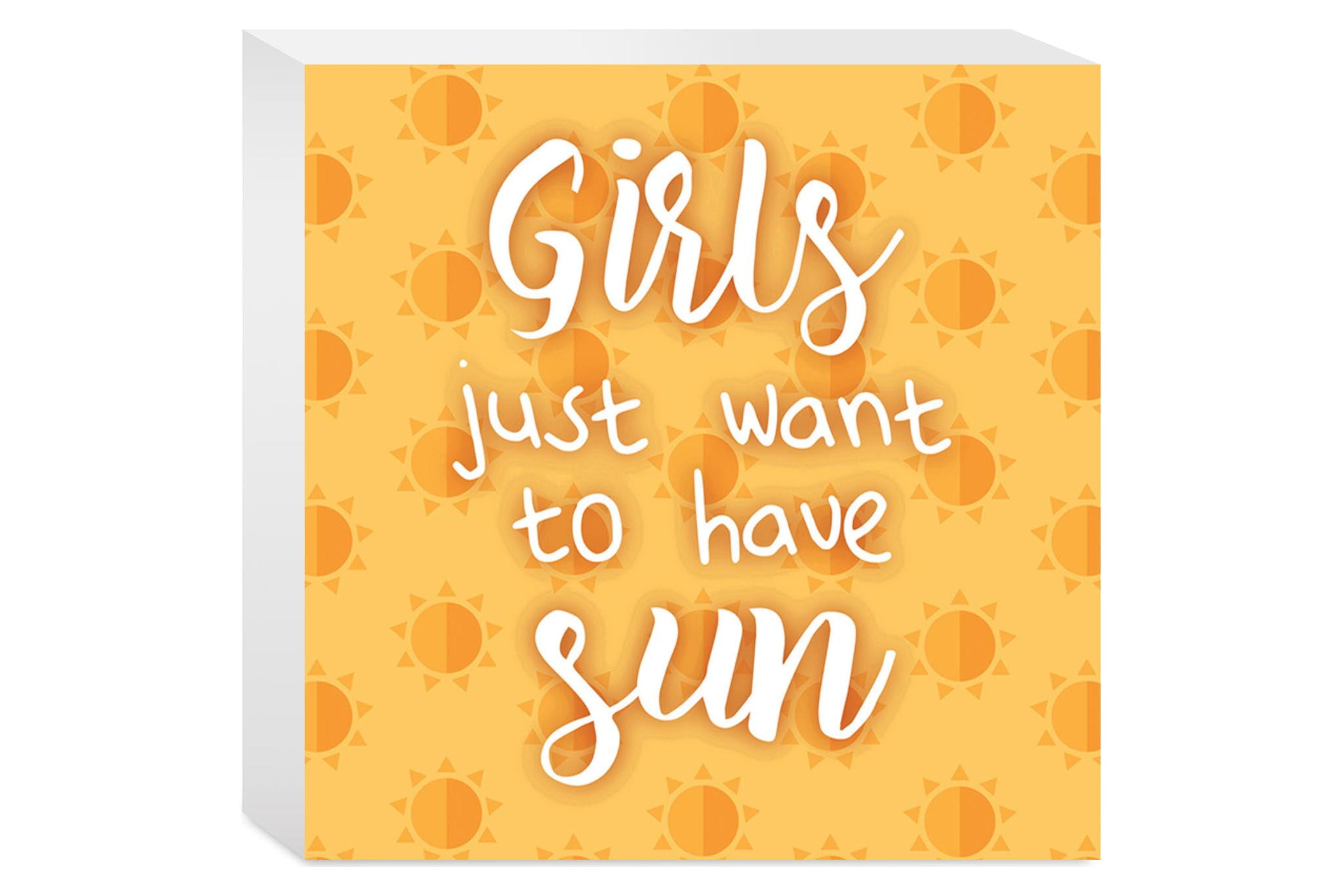 Girls Just Want To Have Sun Orange Suns 5 x 5 Wood Tabletop Sign Plaque ...