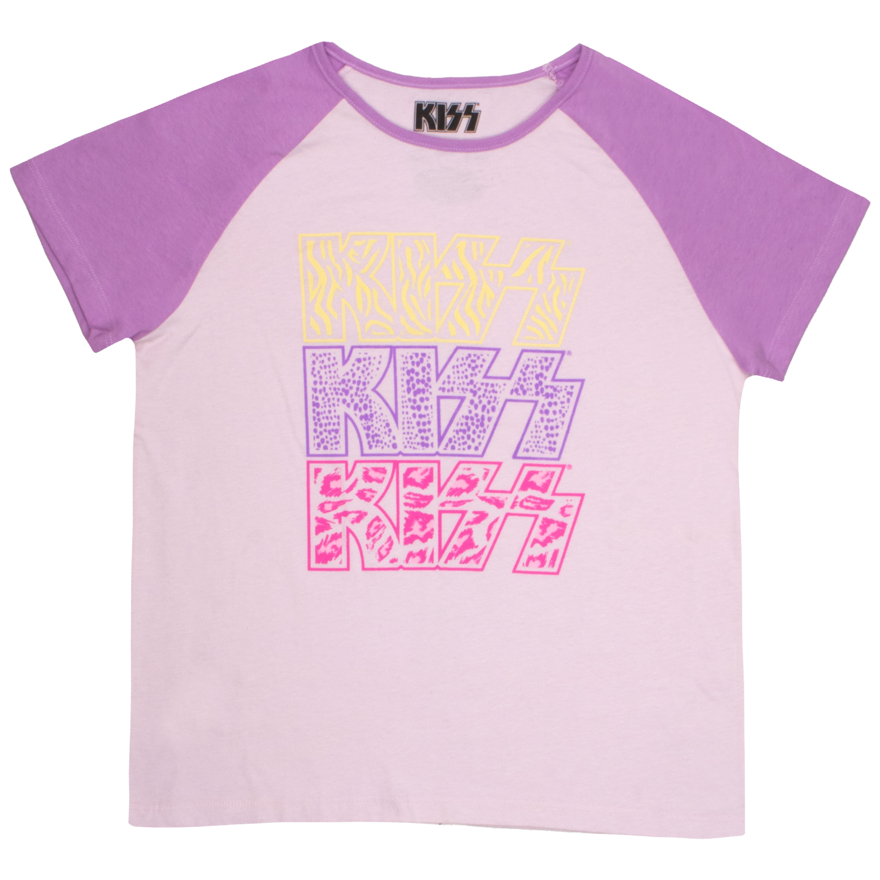 Girls KISS Short Sleeve T-Shirt, KISS Rock Band Raglan Crew Neck Tee ...