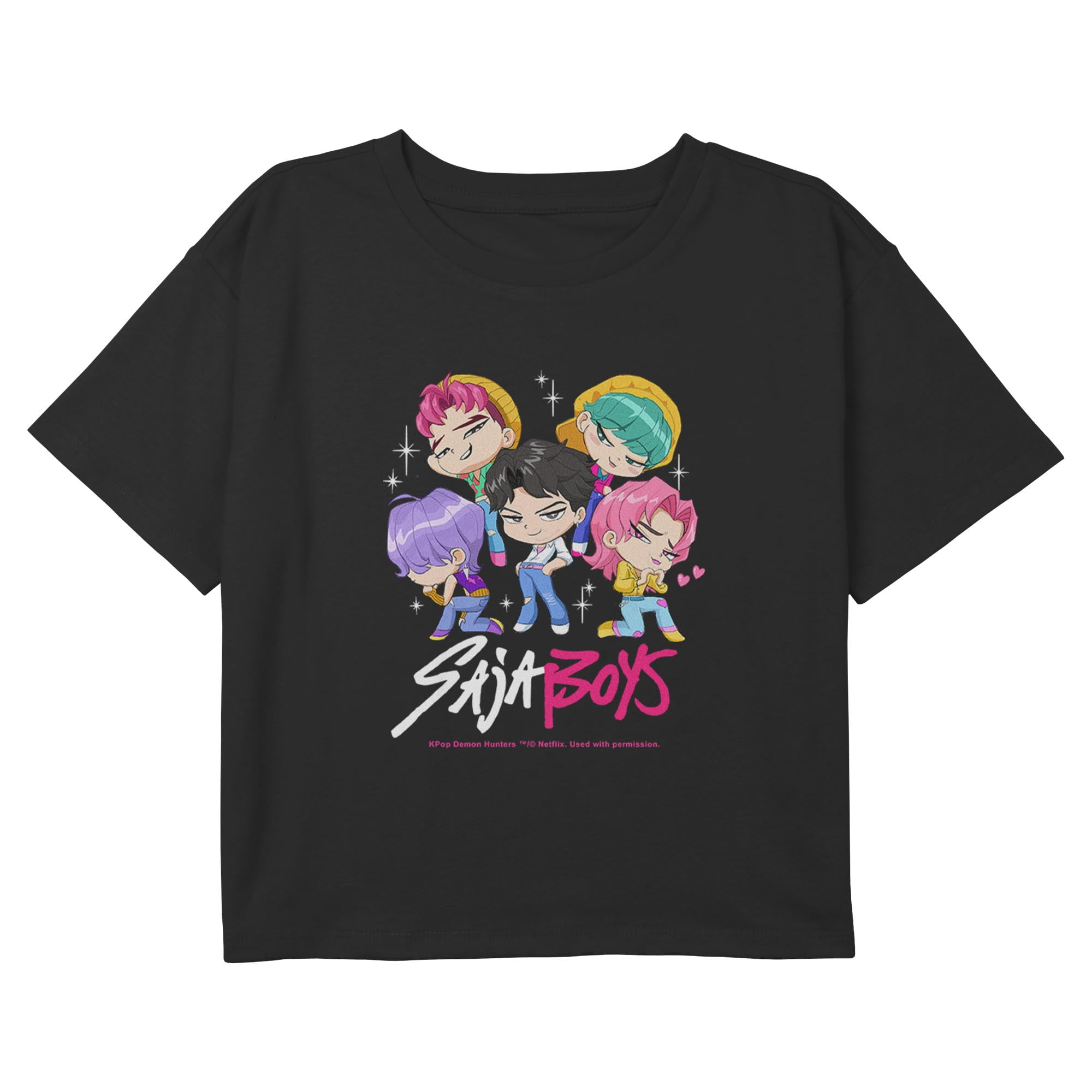 Girls KPop Demon Hunters Colorful Saja Boys Chibi Group Cropped T-Shirt ...