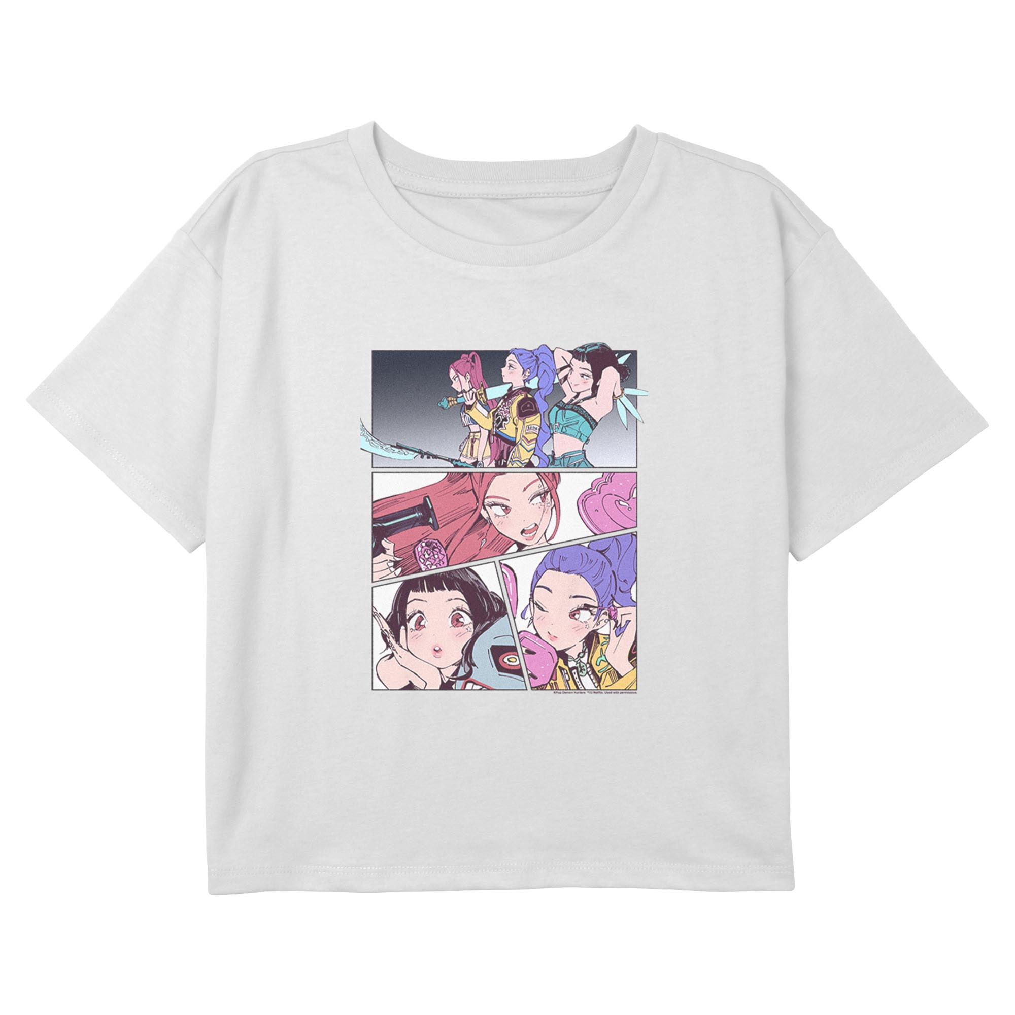 Girls KPop Demon Hunters Huntrix Idols Manhwa Panels Cropped T-Shirt ...