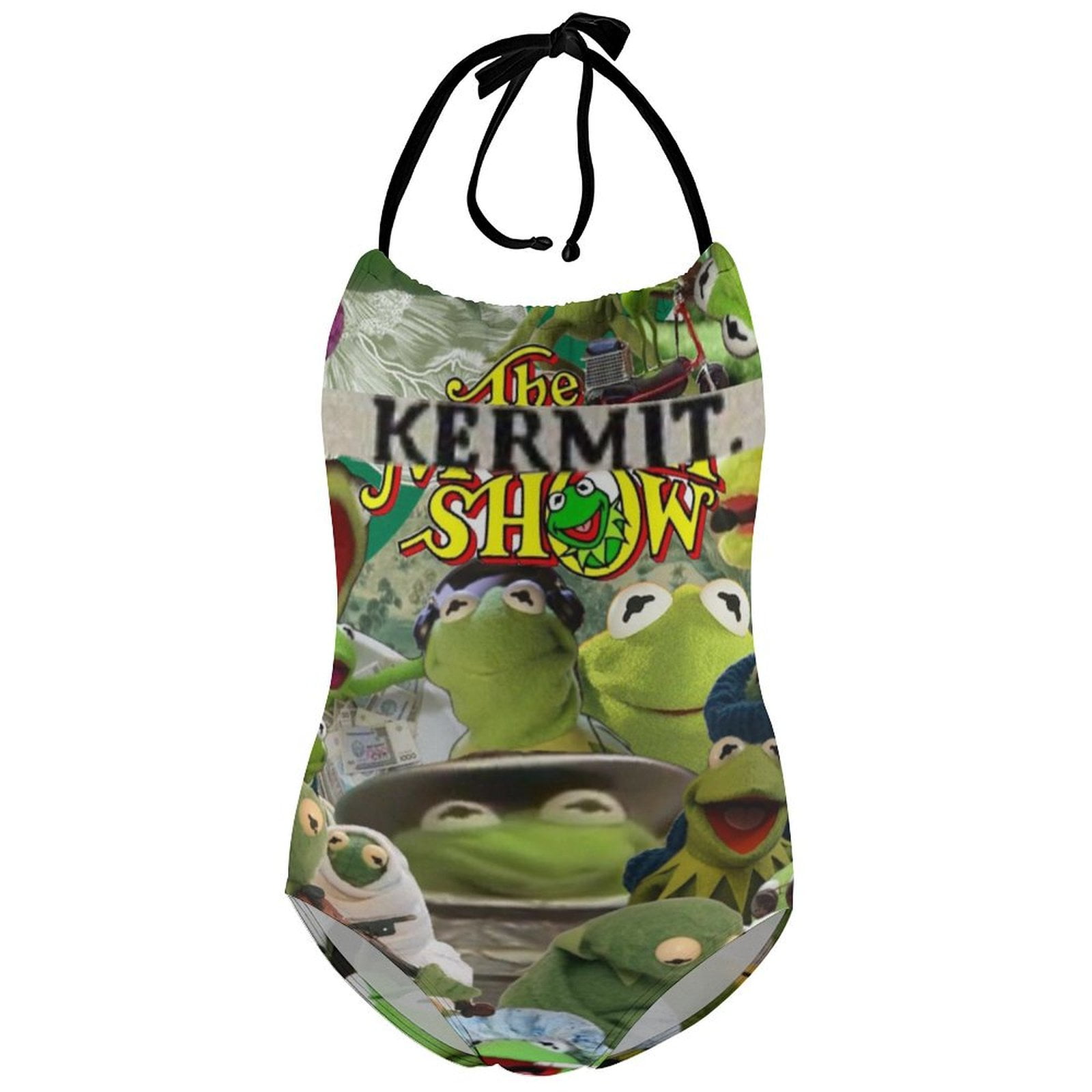 Girls Ke-Rmit The Fro Bathing Suit One Piece Halter Neck Strap Swimwear ...