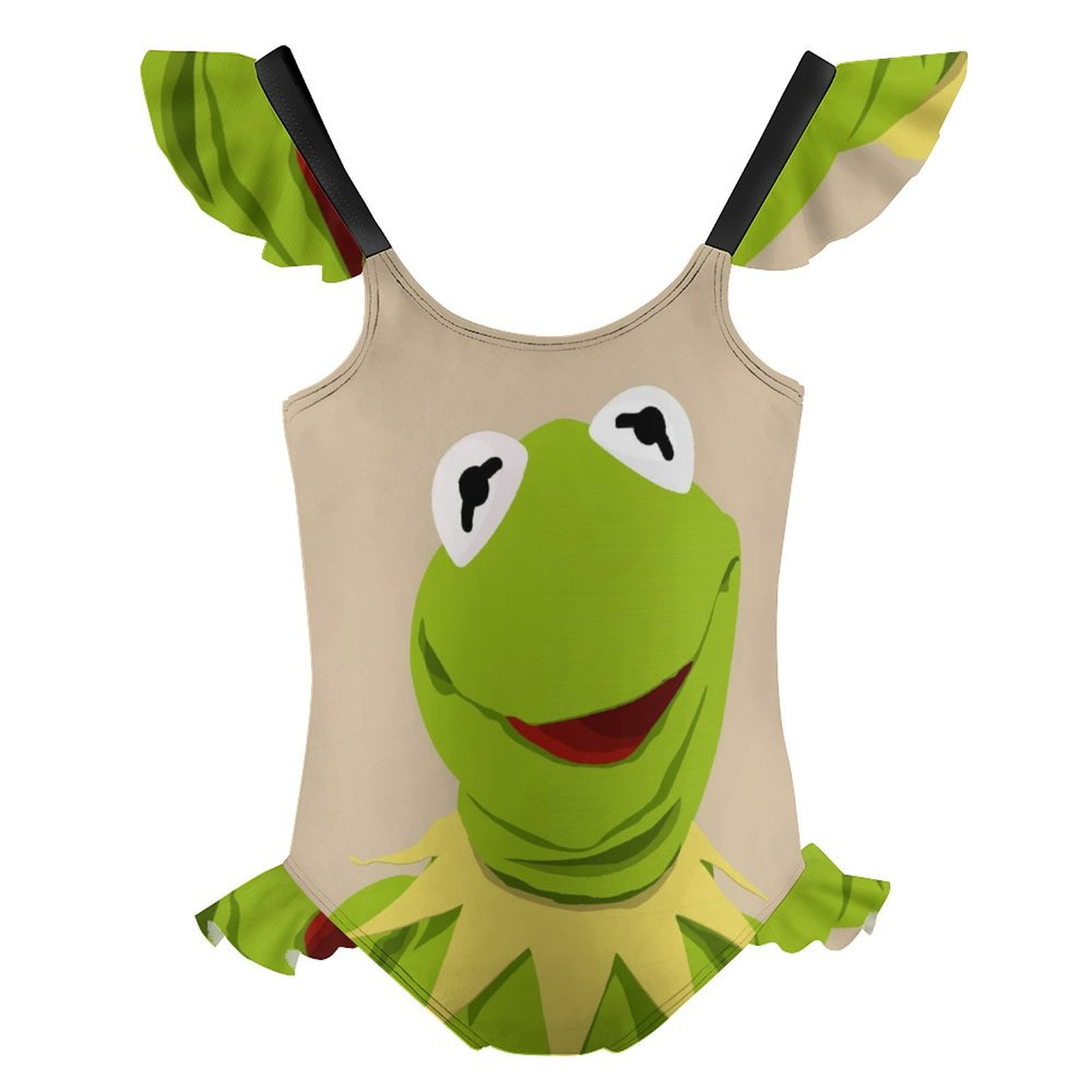 Girls Ke-Rmit The Fro One Piece Swimsuit Kids Cute Ruffle Bathing Suit ...