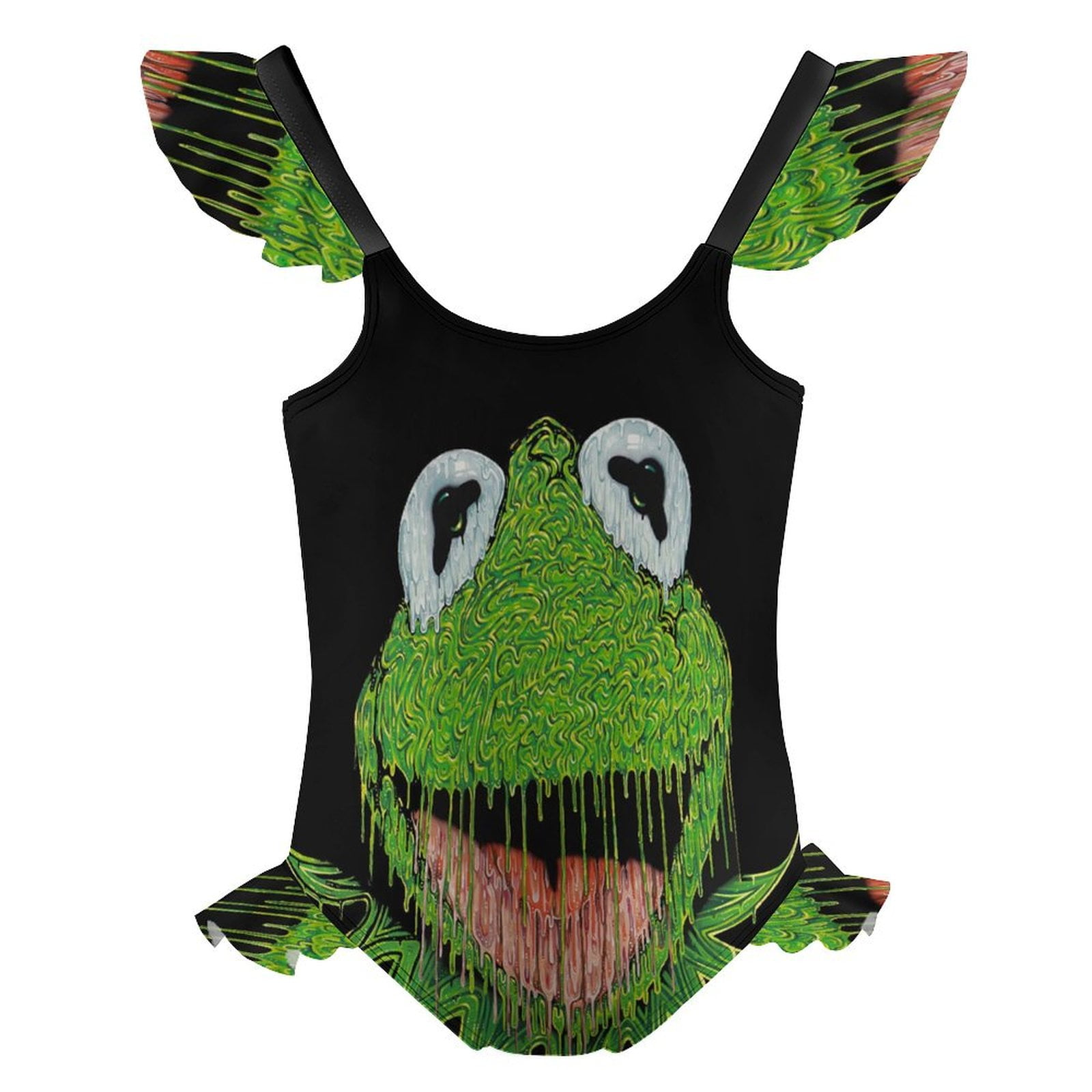 Girls Ke-Rmit The Fro One Piece Swimsuit Kids Cute Ruffle Bathing Suit ...