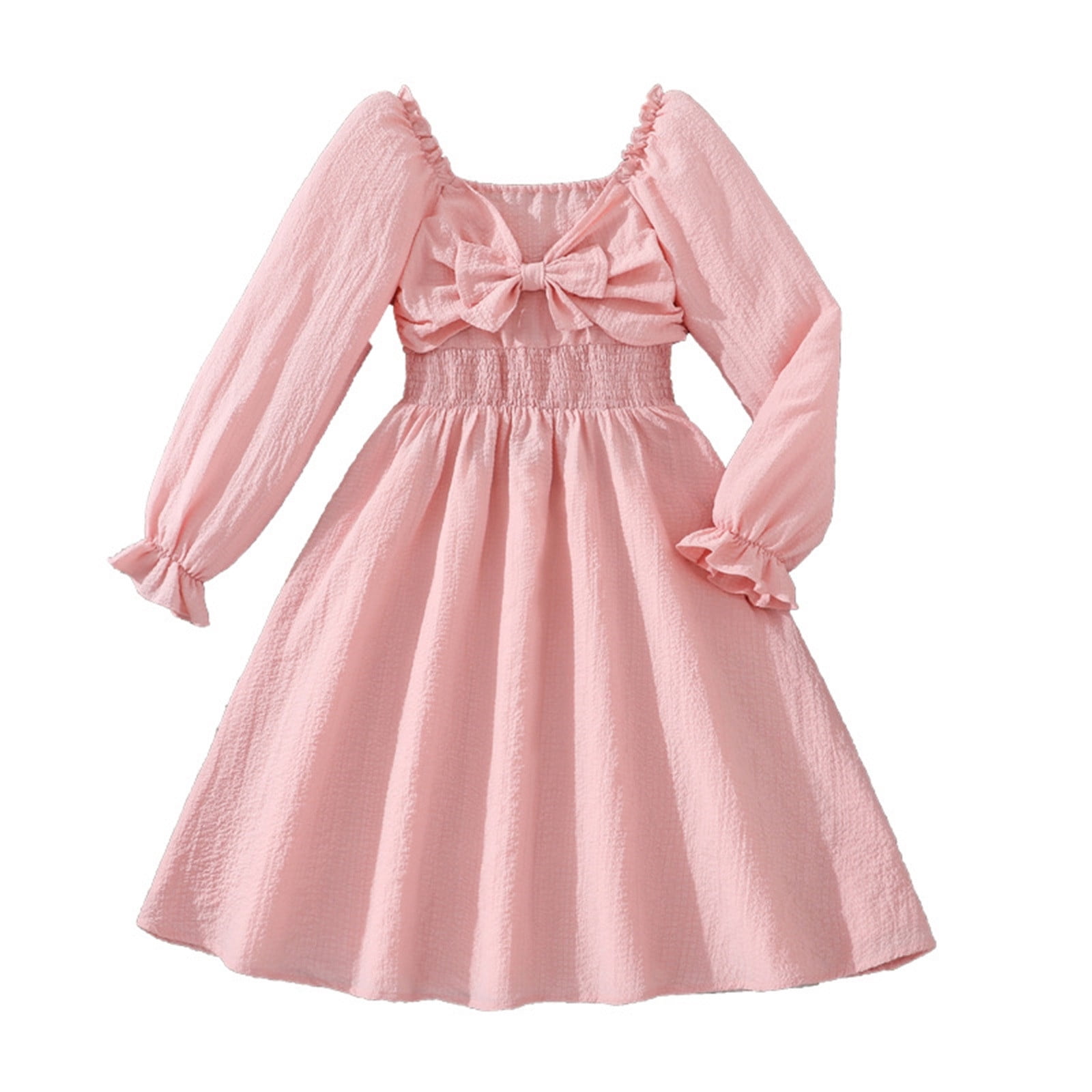 Girls Kids Elegant French Style Long Sleeve Girls Dress with Square ...