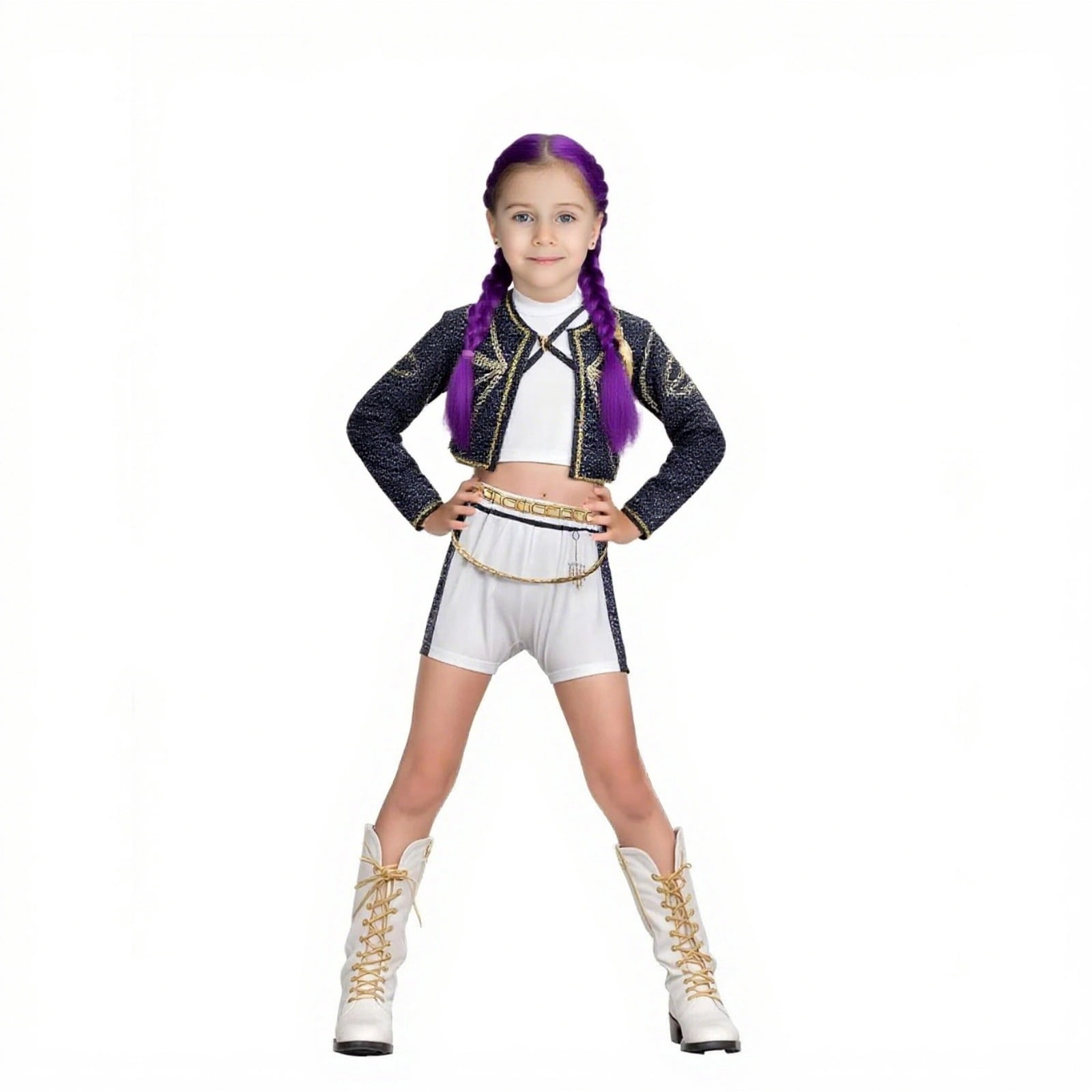 Girls Kids Golden Costume Huntrii/x Ru/mi Coat Top Shorts Kpops Demo-n ...