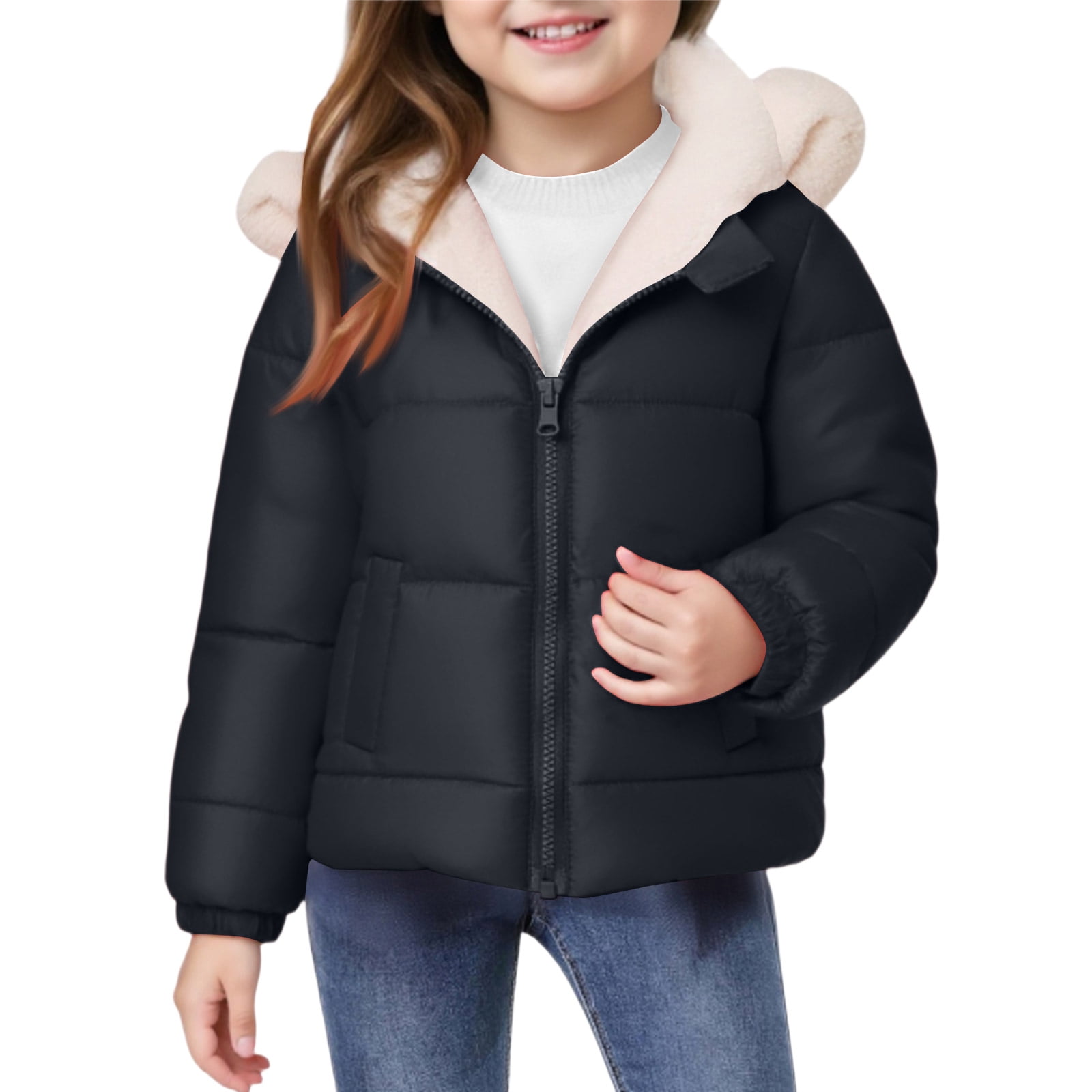 Girls Kids' Pocket Coat - Solid Color Short Cotton Jacket for Chilly ...