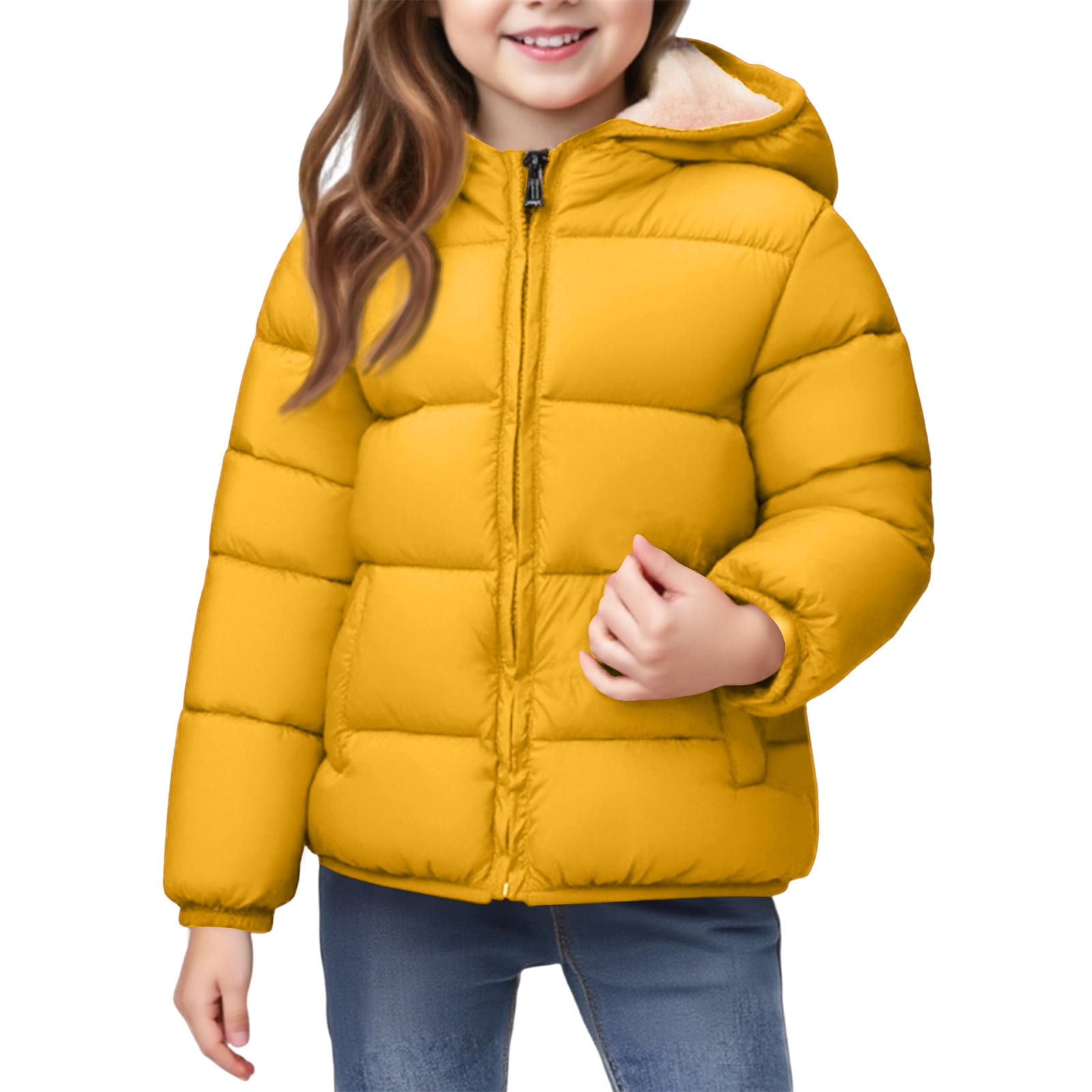 Girls Kids' Pocket Coat - Solid Color Short Cotton Jacket for Chilly ...