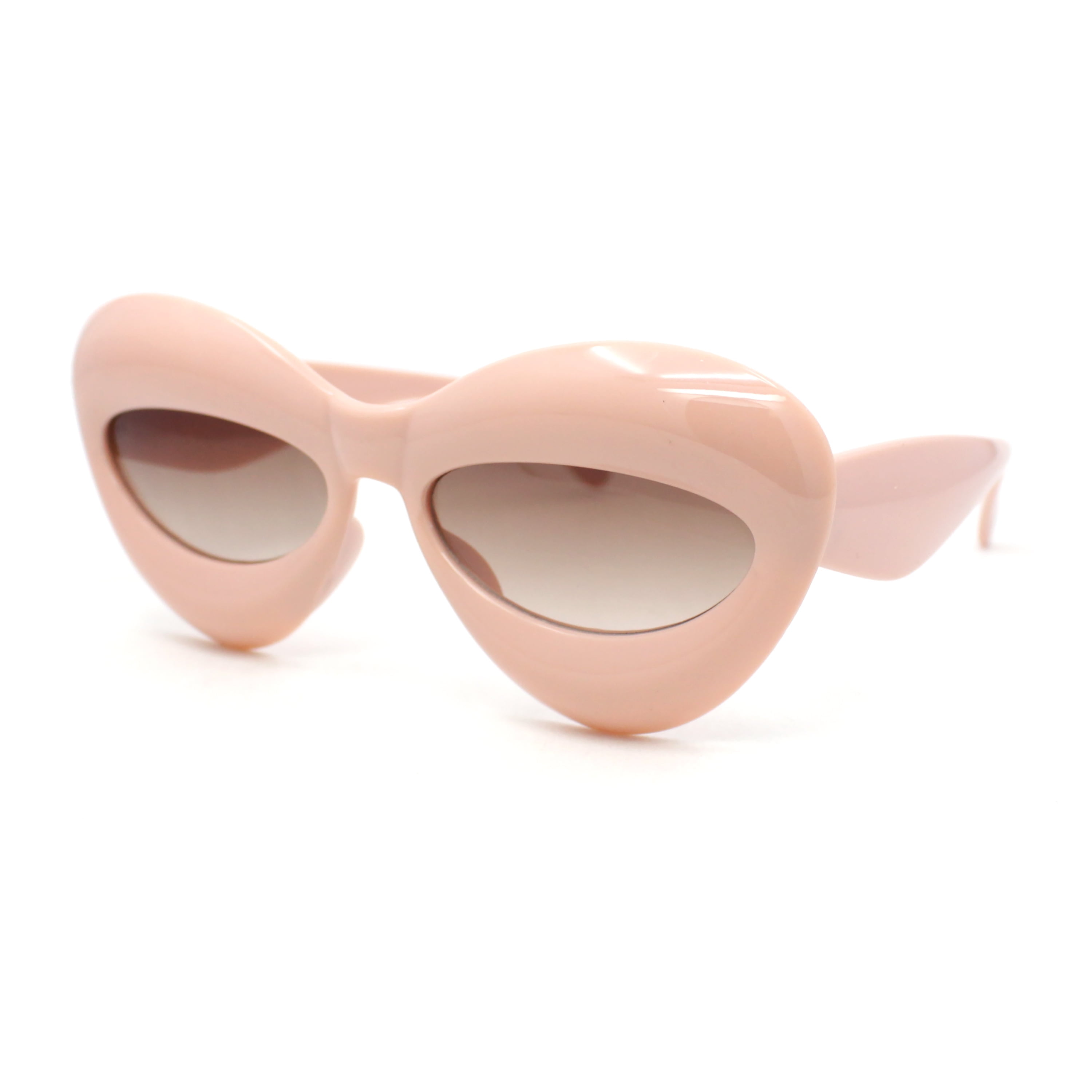 Girls Kids Size Bubble Thick Bloated Plastic Cat Eye Sunglasses Beige ...