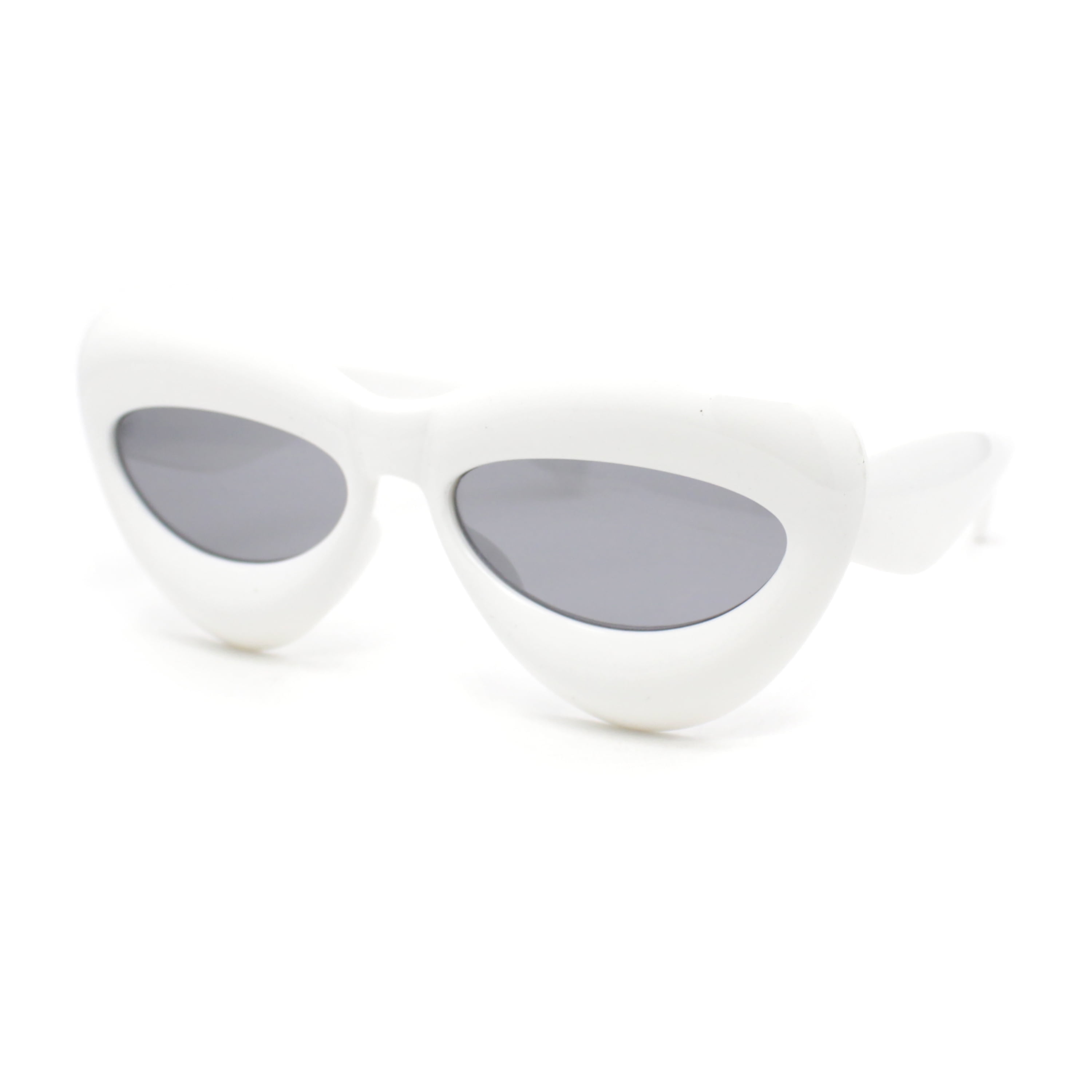 Girls Kids Size Bubble Thick Bloated Plastic Cat Eye Sunglasses White ...