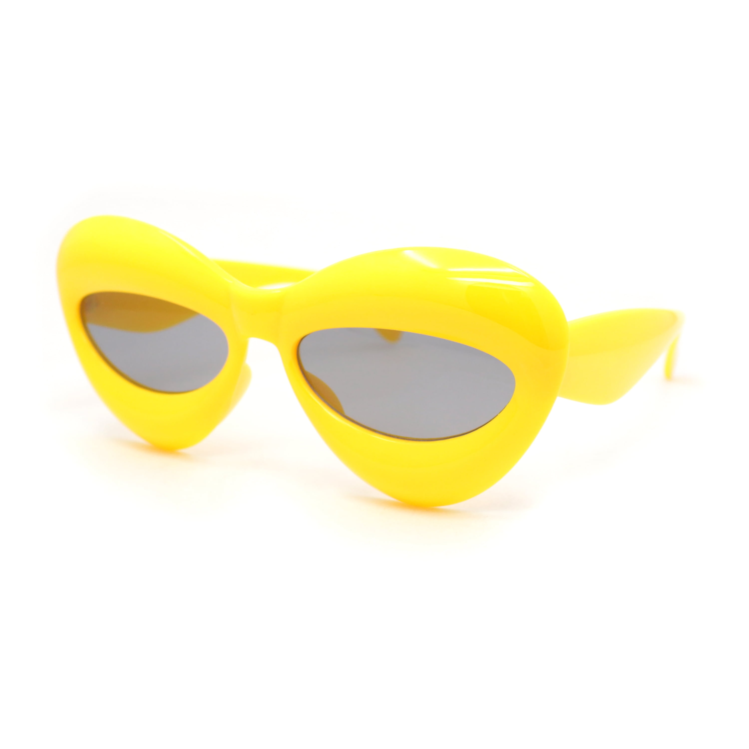 Girls Kids Size Bubble Thick Bloated Plastic Cat Eye Sunglasses Yellow ...