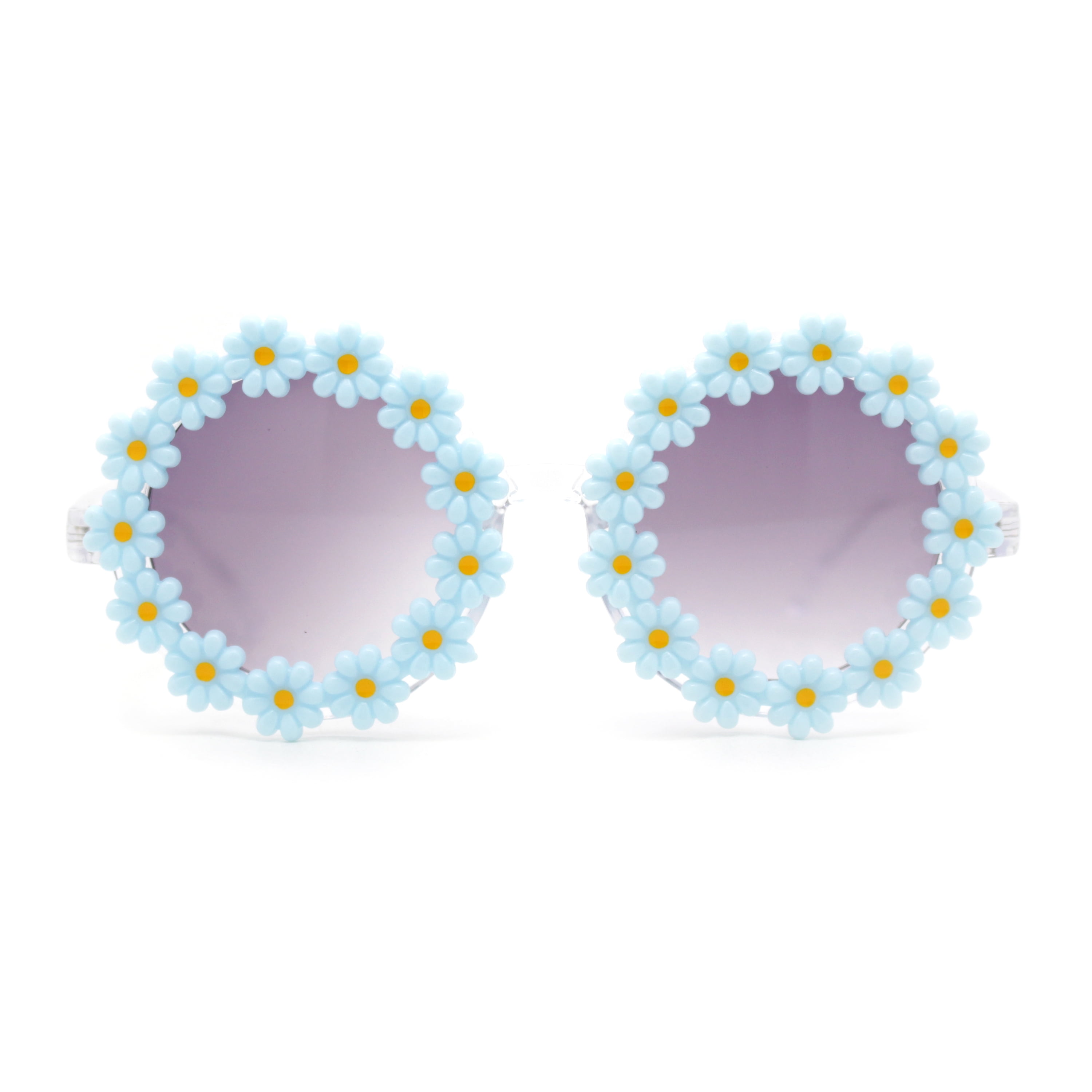 Girls Kids Size Daisy Jewel Trim Plastic Round Circle Lens Sunglasses ...