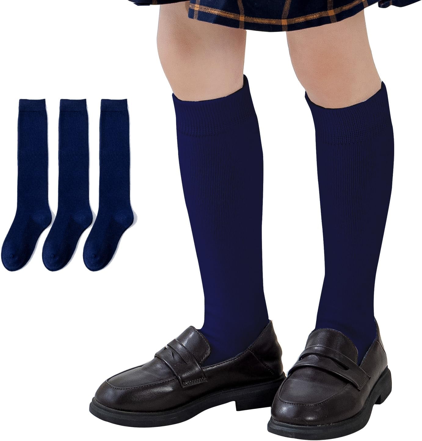 Girls Knee High Socks Seamless Cotton School Uniform Socks Kids Boy ...