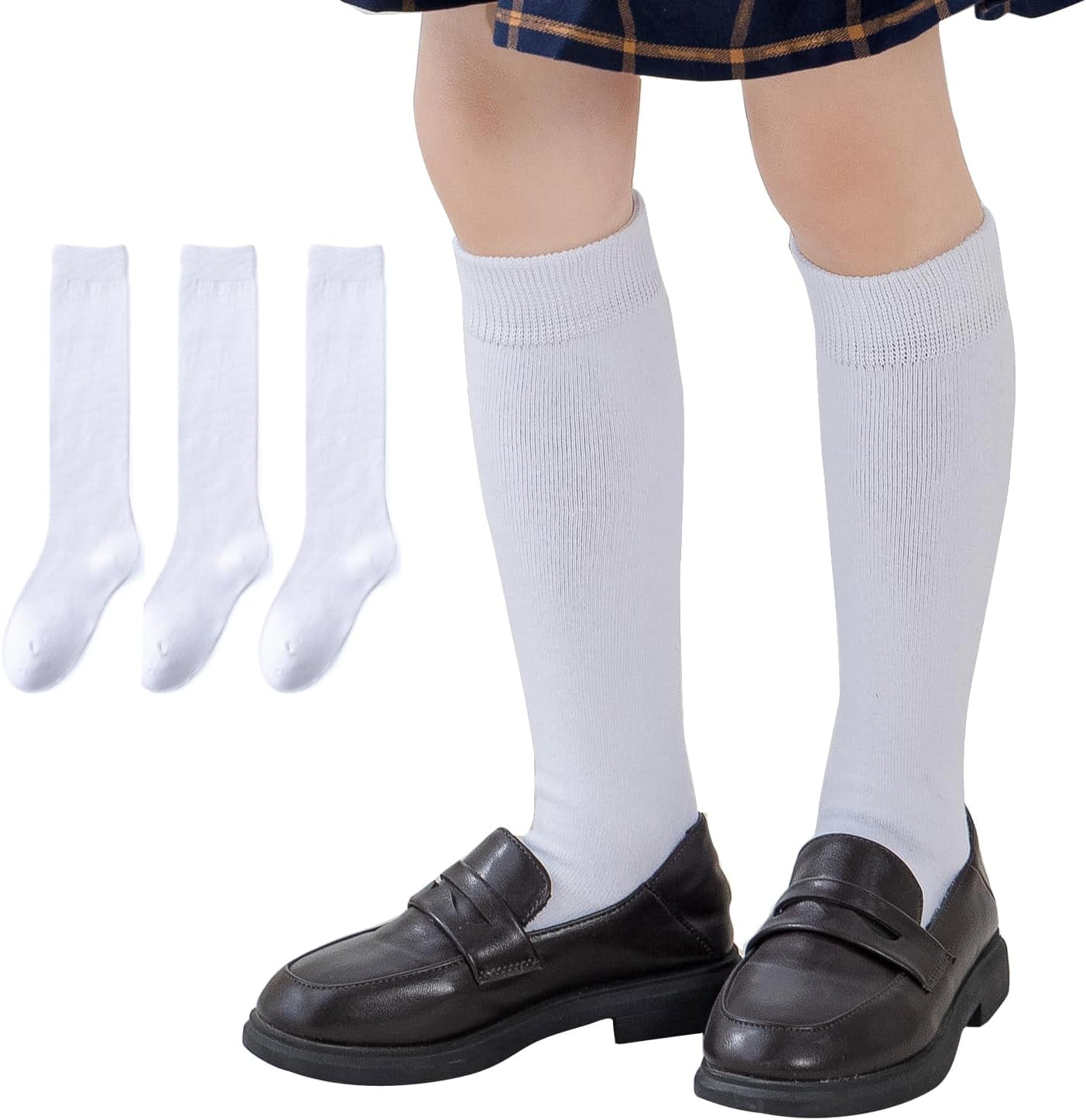Girls Knee High Socks Seamless Cotton School Uniform Socks Kids Boy ...