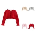 Girls Knit Cardigan Sweater – Long Sleeve Ruffle Open Front Button ...