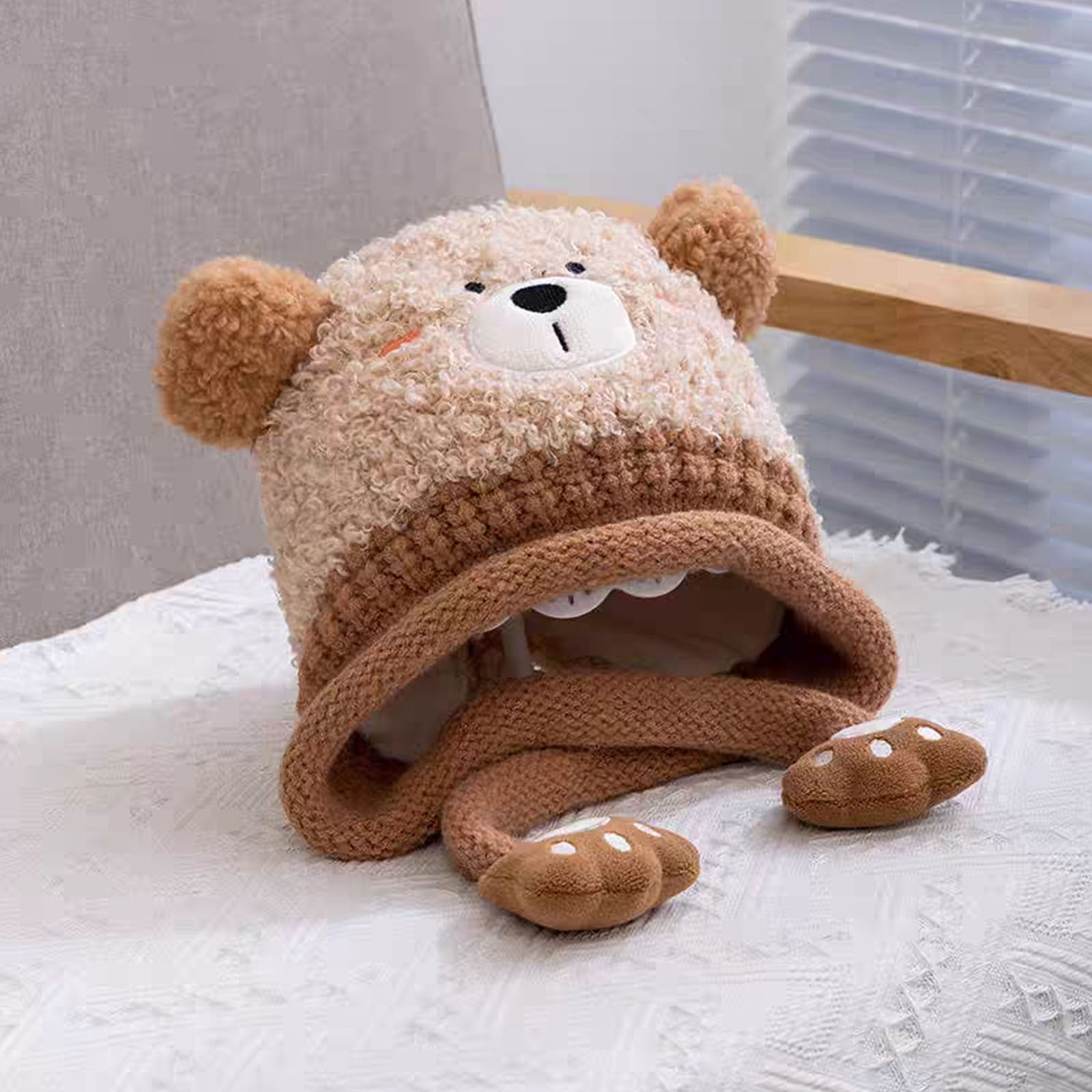 Girls Knit Hats Winter Cute Animals Beanie Hat Warm Ski Skull Caps with ...