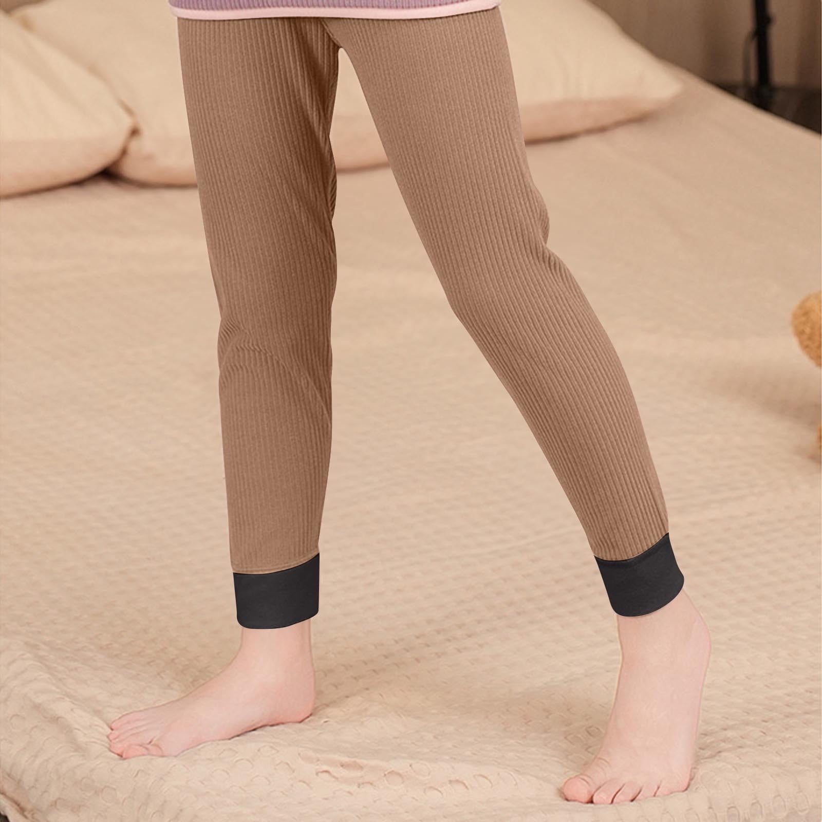 Girls Knit Leggings Stretchy Pants Warm Full Length Tights Fall Thermal ...