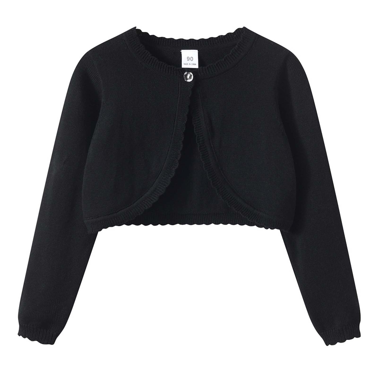 Girls' Knitted Cardigan Top with Round-shaped Neckline and Open-front ...