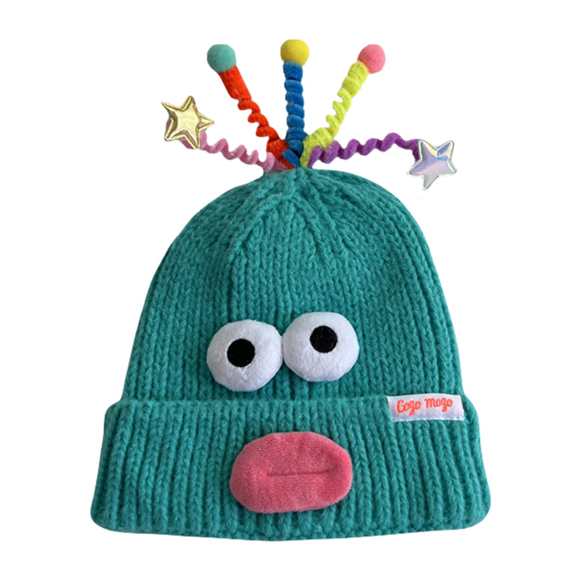 Girls Knitted Hat Women Funny Monster Knitted Winter Beanie Hat Candy ...