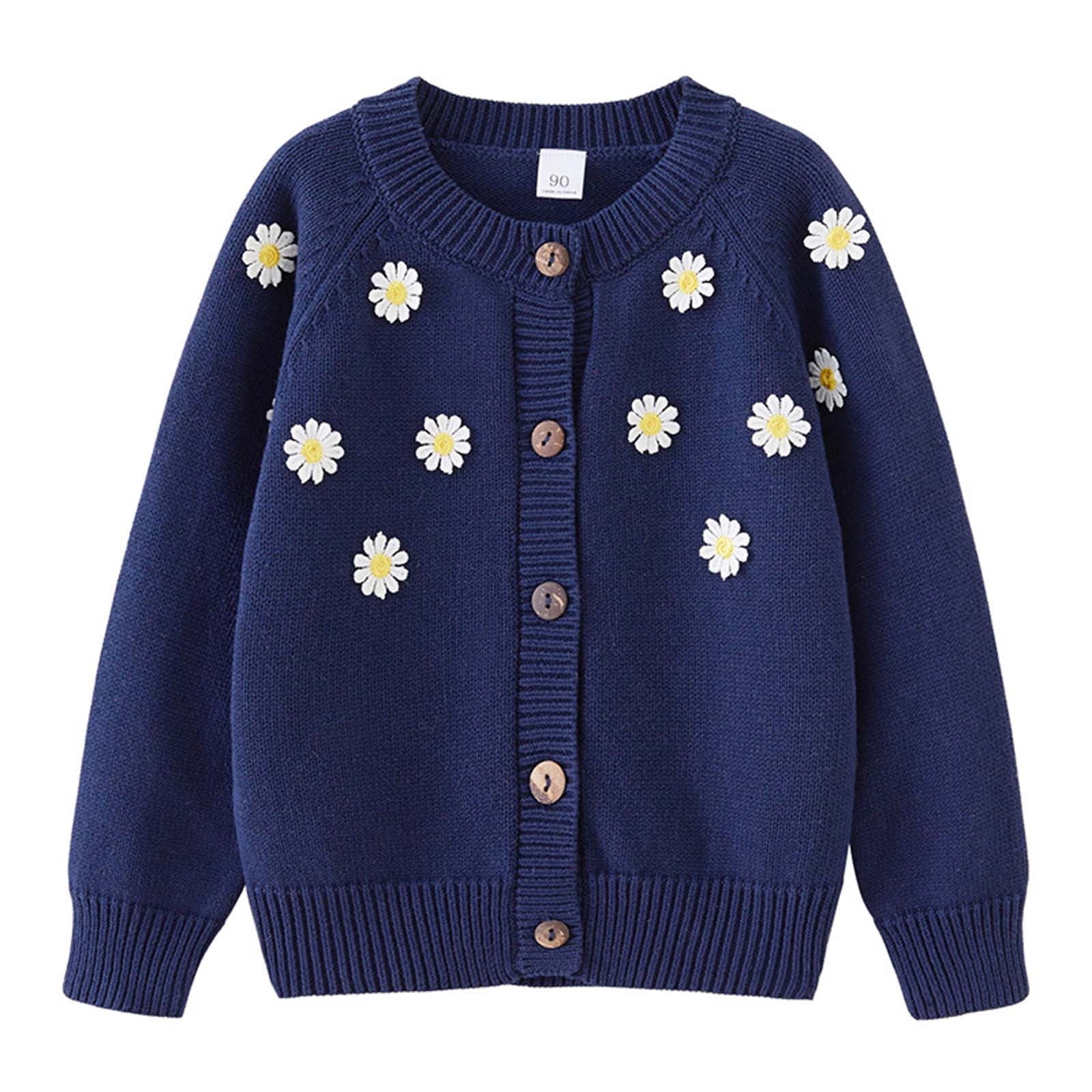 Girls Knitted Sweater Cardigan Long Sleeve Button Up Trendy Jacket ...