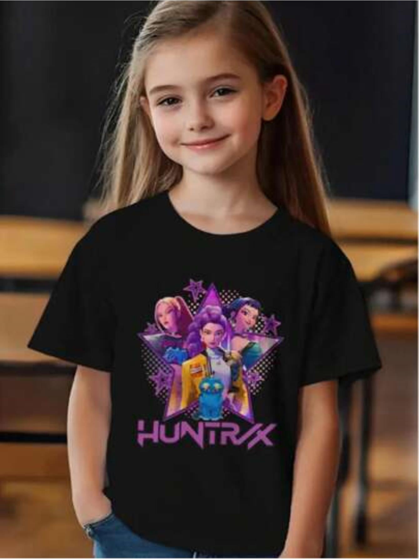 Girls' Kpop Huntrix Demon Hunter Graphic T-Shirt - Purple & Anime Girls ...