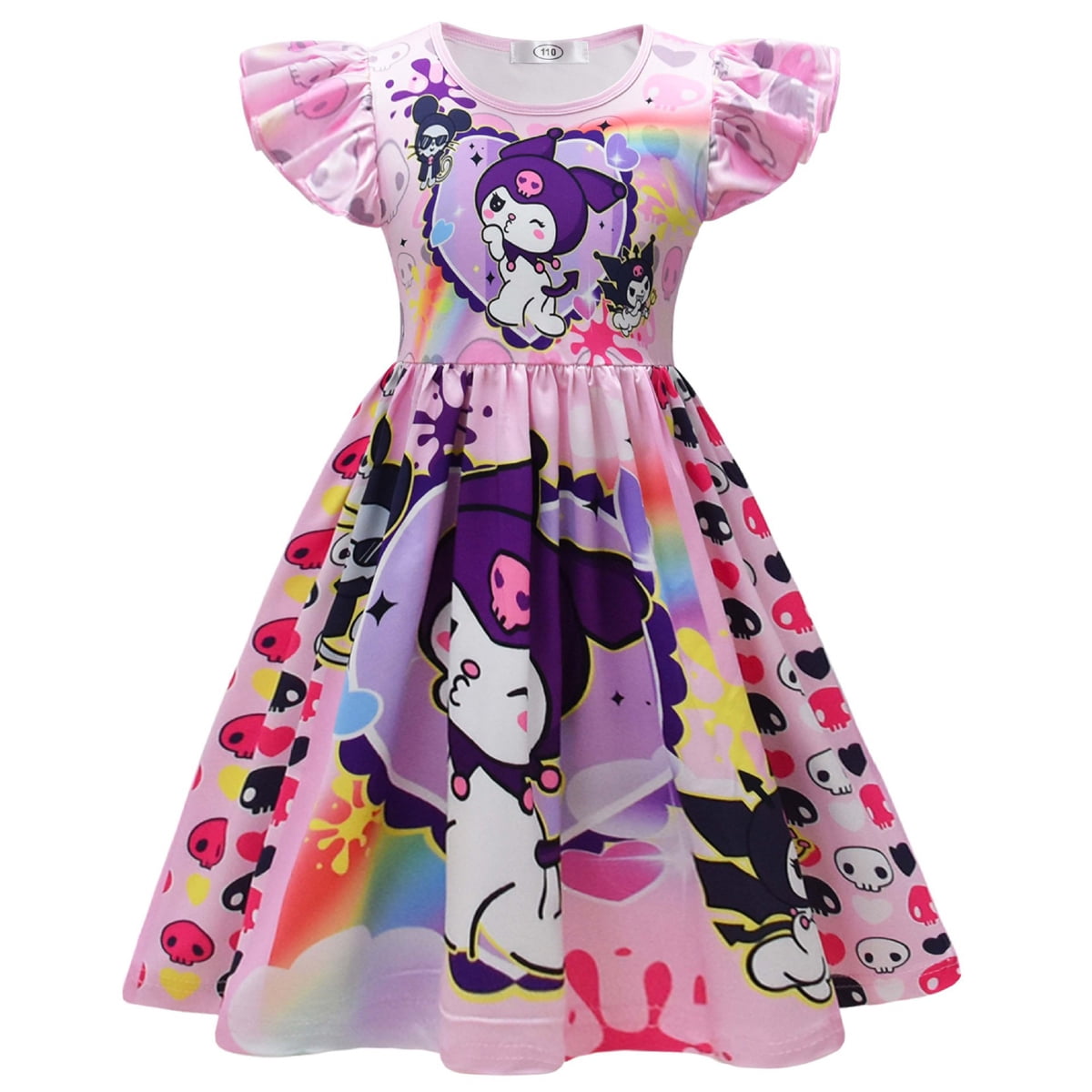 Girls Kuromis Cartoon Graphics Fashion Casual Ruffle Dress Costume ...